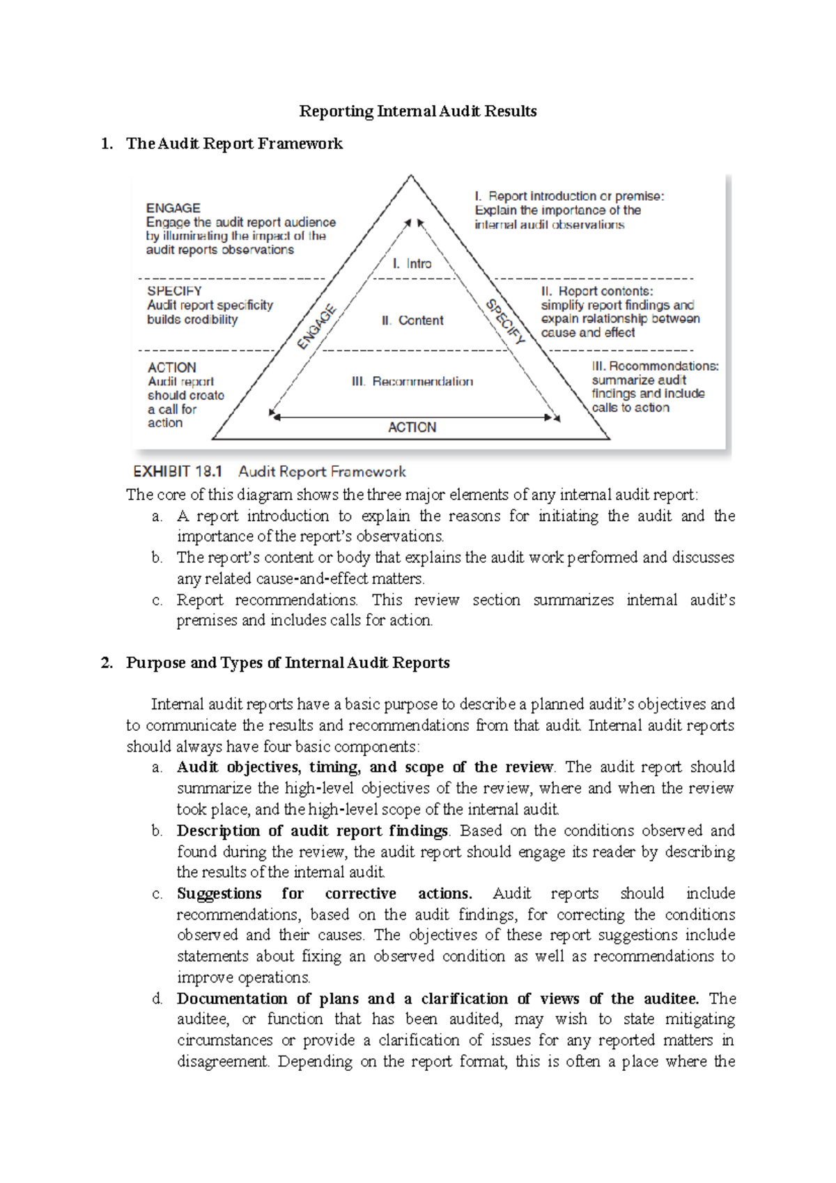 Chapter 18 Reporting Internal Audit Results - Reporting Internal Audit ...