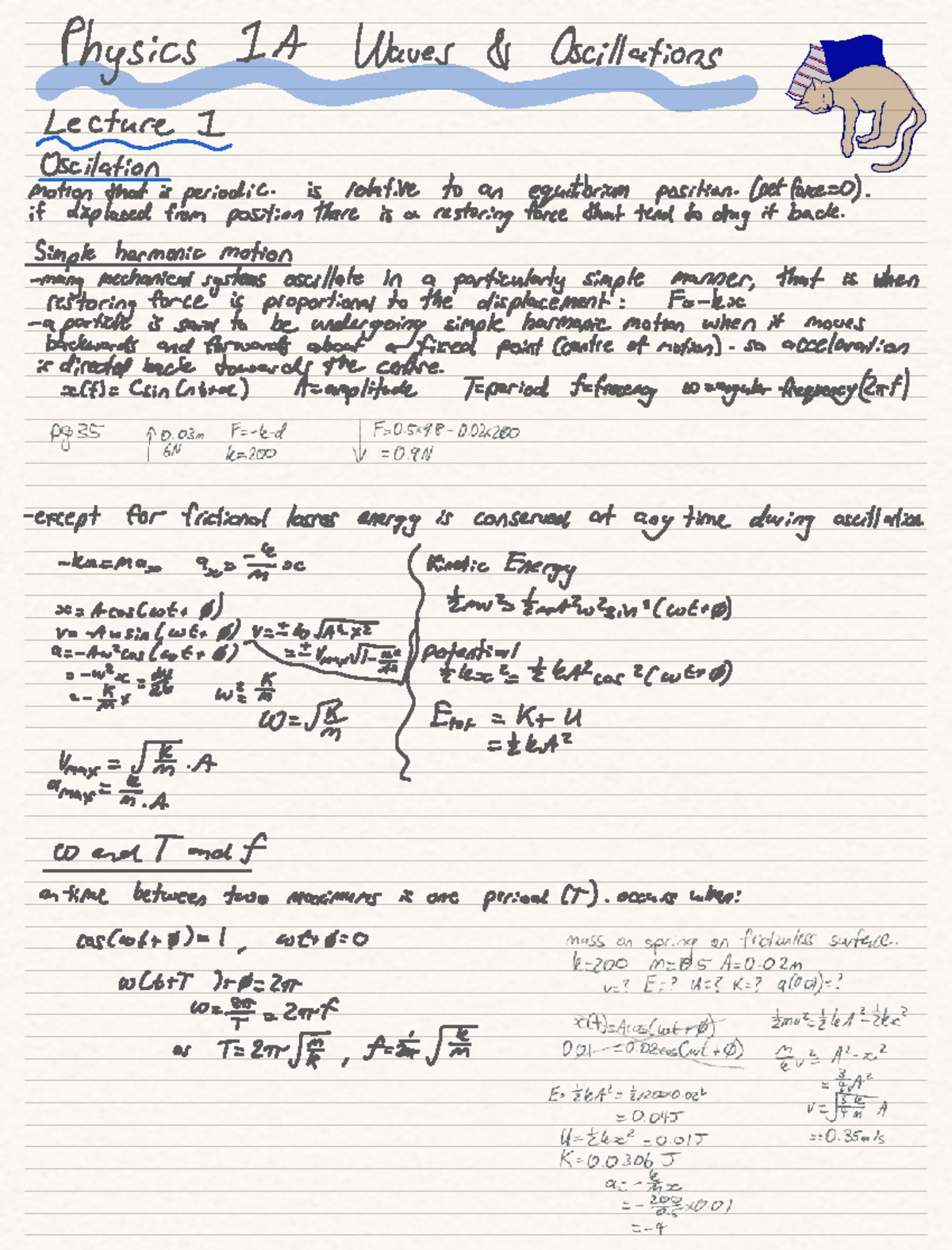 Physics 1A waves and oscillations lecture notes - Physics 1A Waves ...