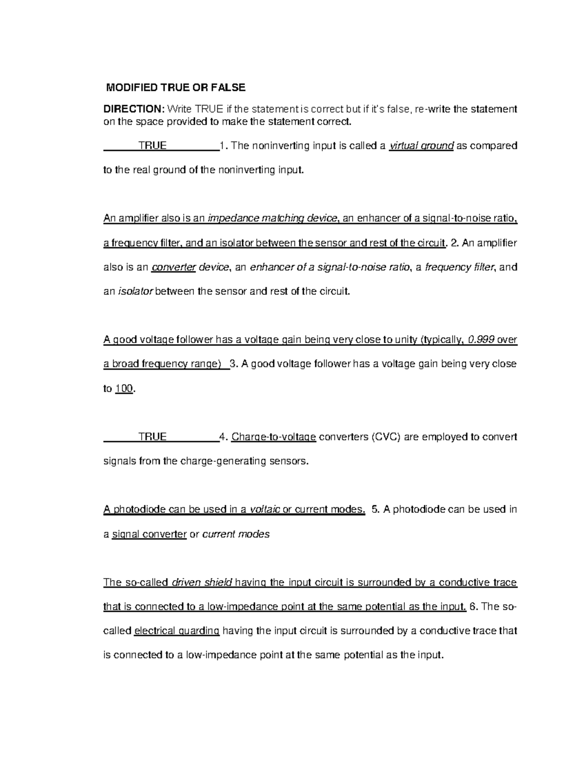 Modified TRUE OR False Activity WITH Answers IN Electronics System AND Design Subject - - Studocu