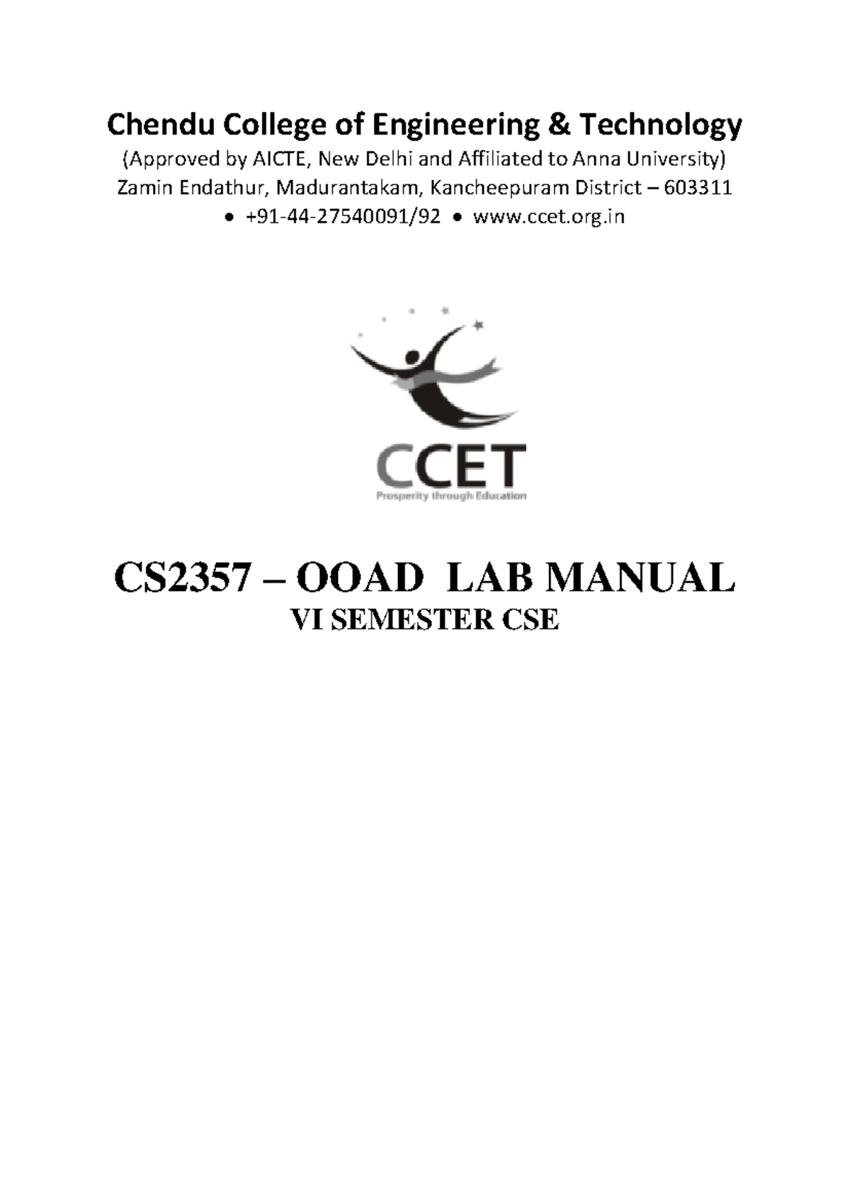 Anna University OOAD Lab Manual - Chendu College of Engineering ...