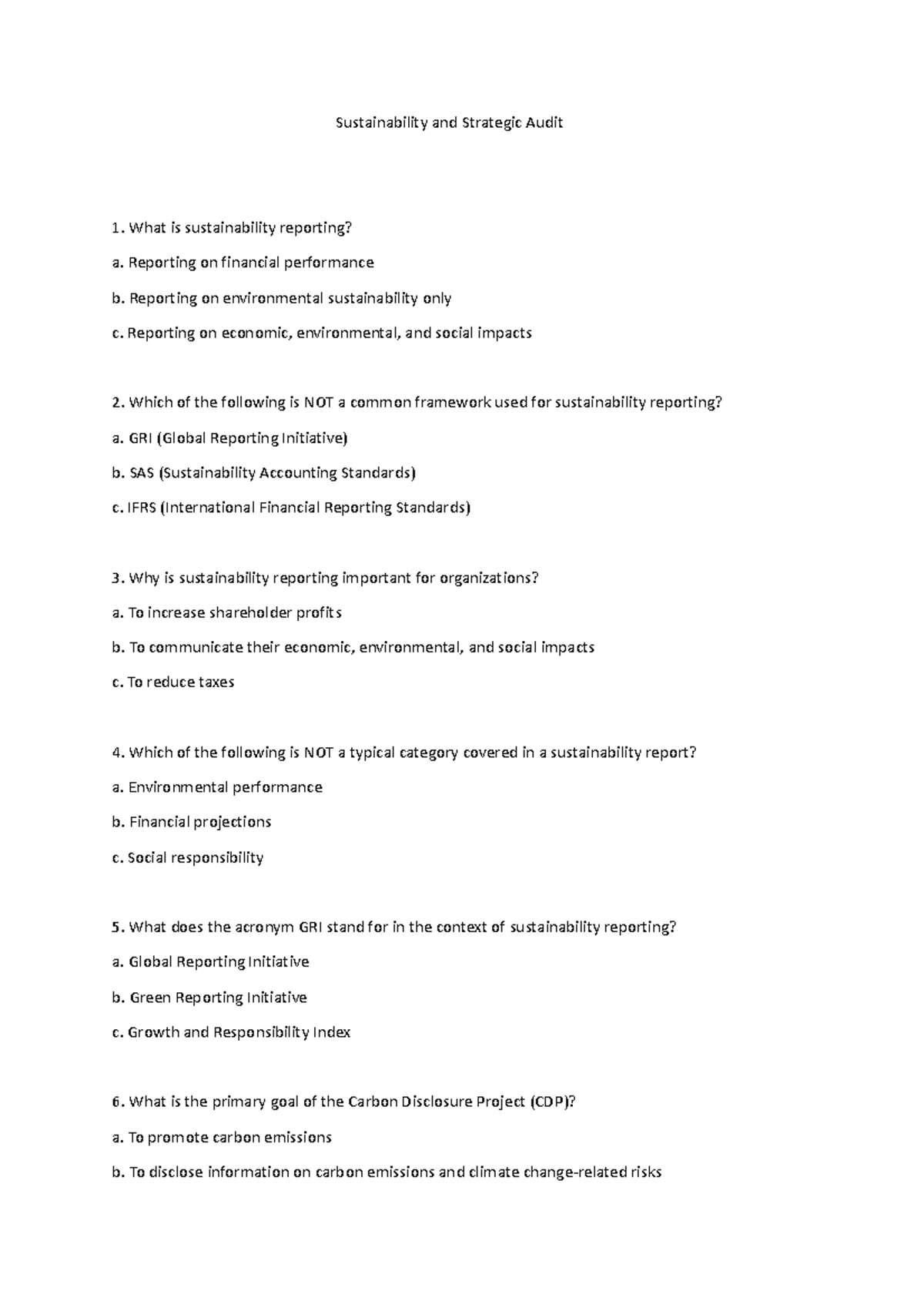 Sustainability and strategic audit activity 3 - Sustainability and ...