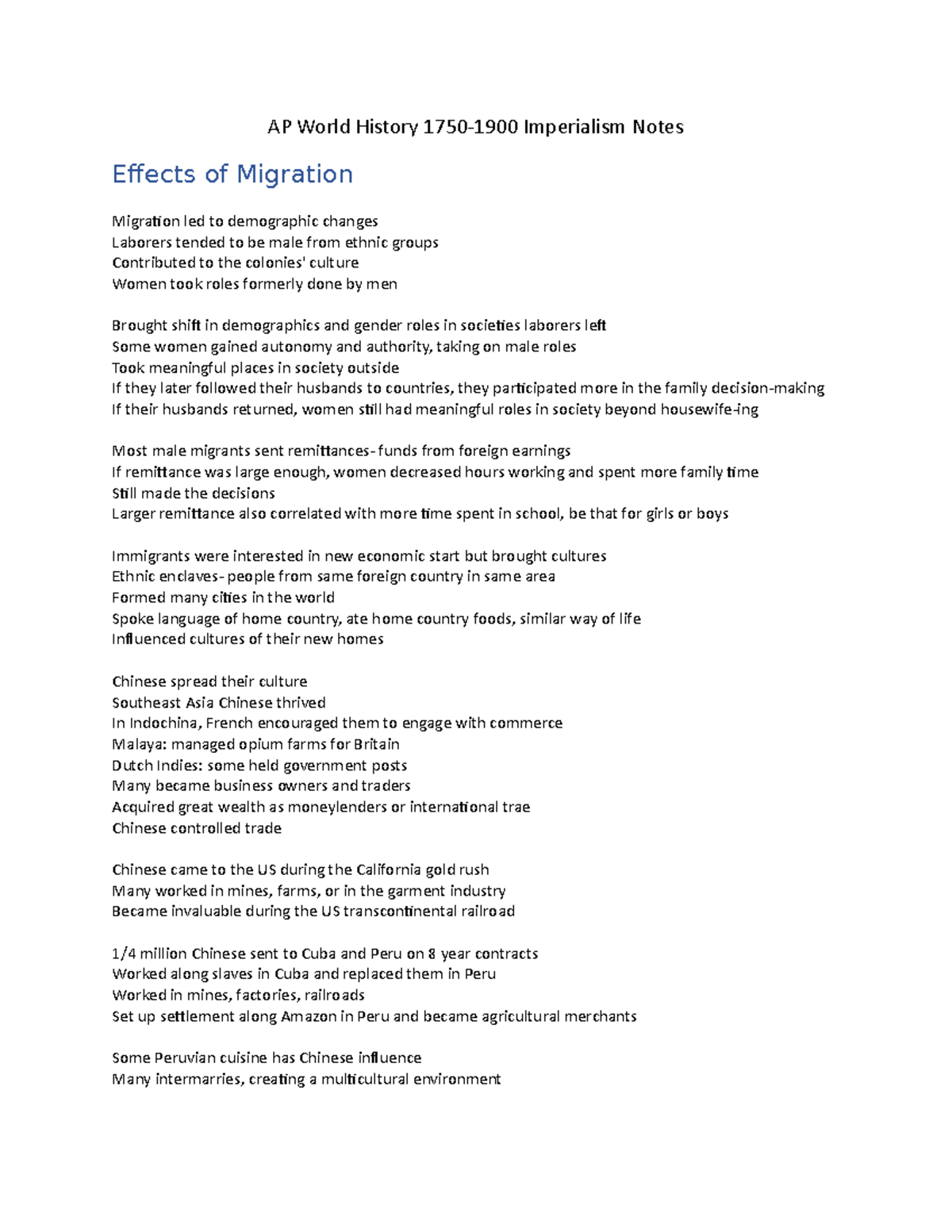 AP World History Imperialism Notes - AP World History 1750-1900 ...