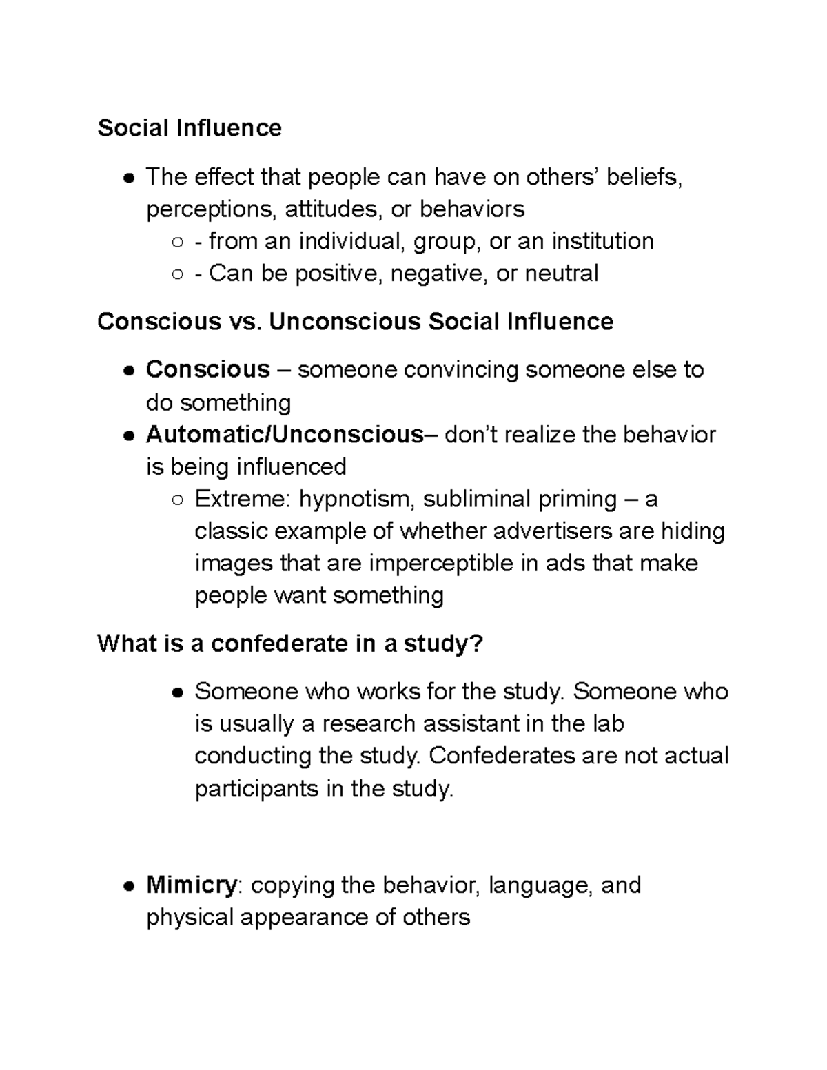 Psy 240 Lecture #16 Notes - Social Influence The effect that people can ...