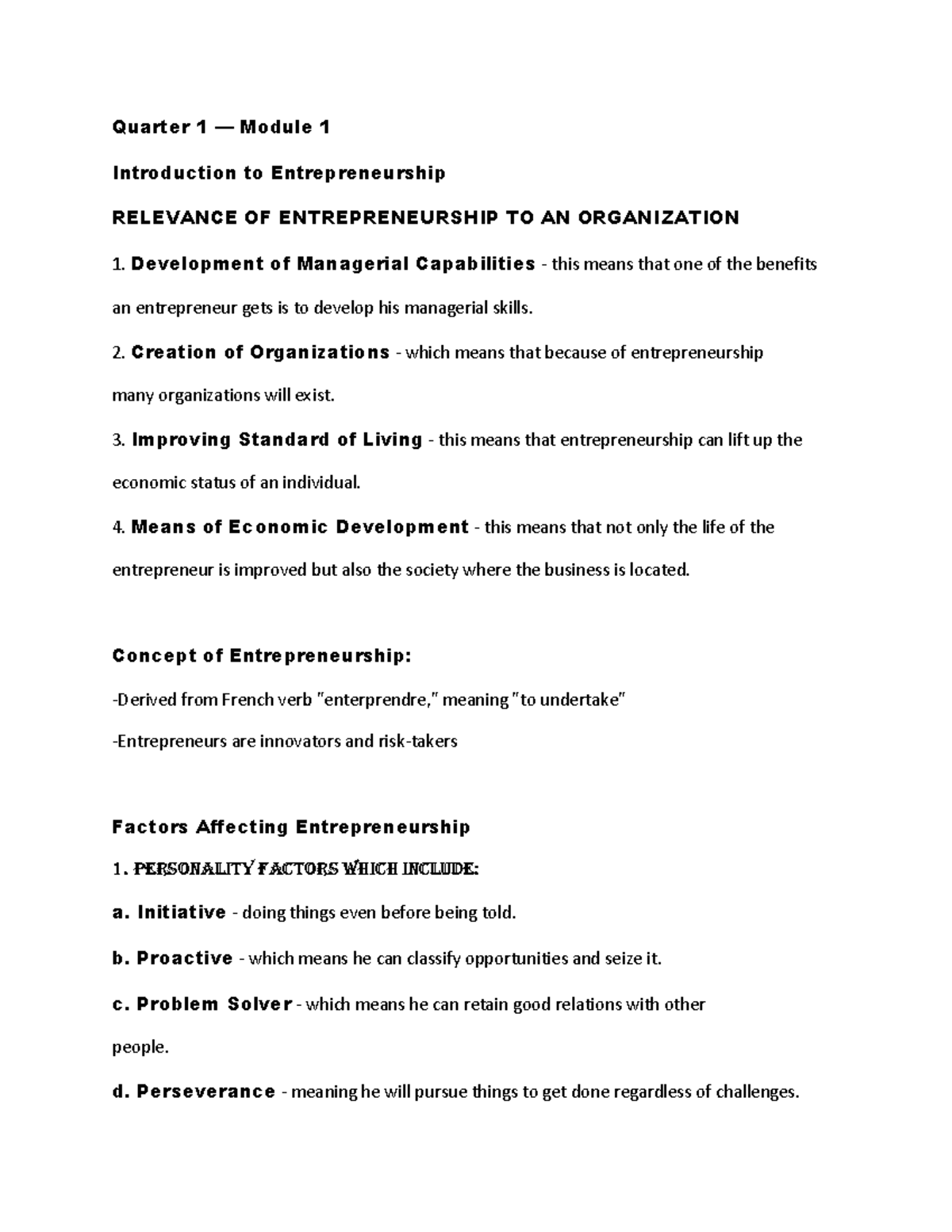 Entrep- Reviewer - Quarter 1 — Module 1 Introduction to ...