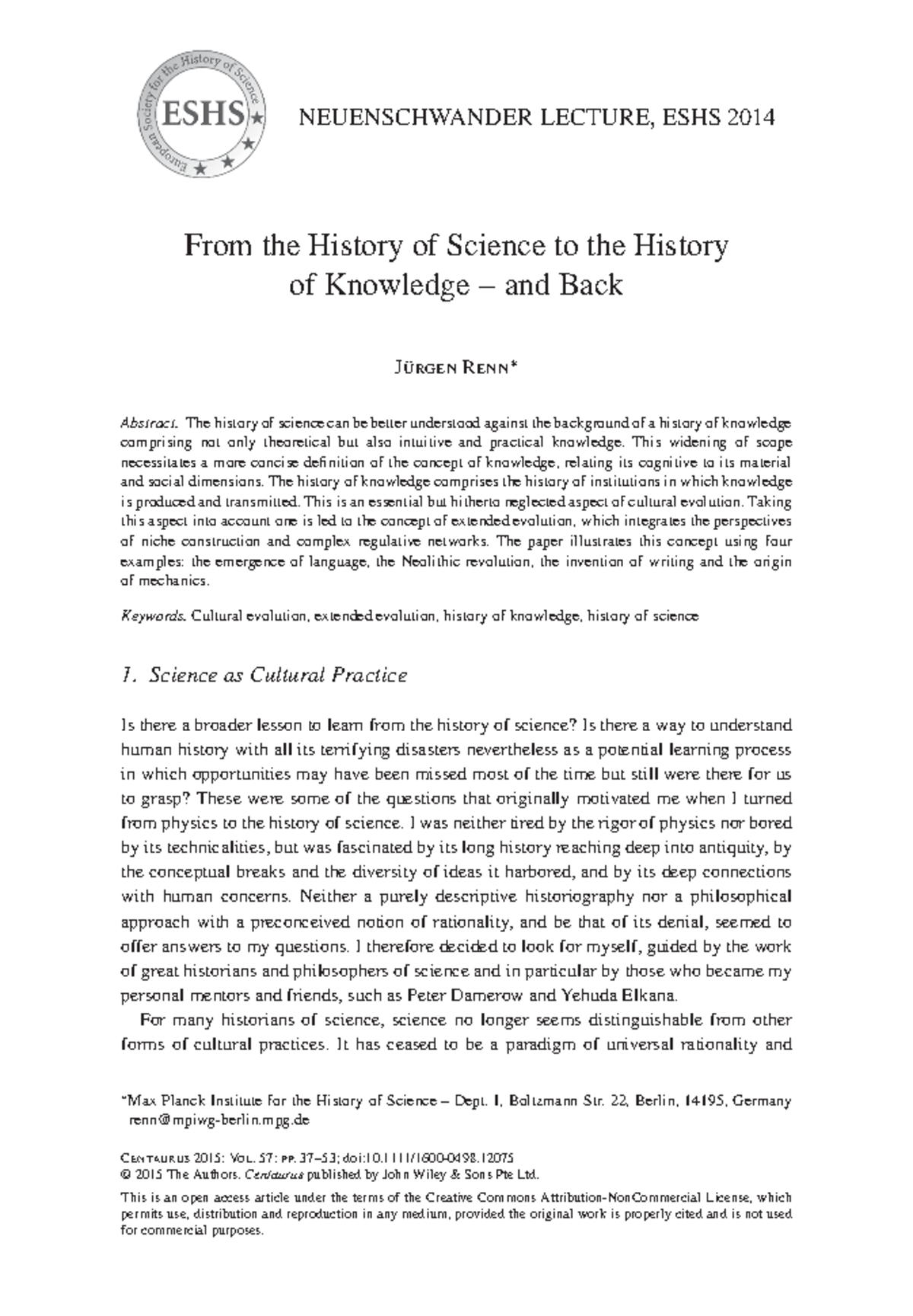 From the History of Science to the History of Knowledge - The history ...