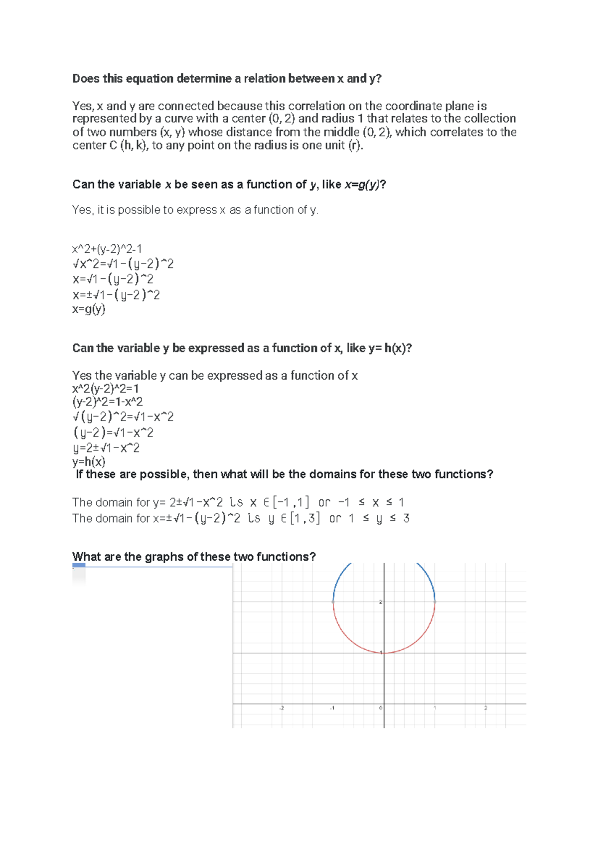 Math uop dis 1 - math discussion unit 1 - Does this equation determine ...