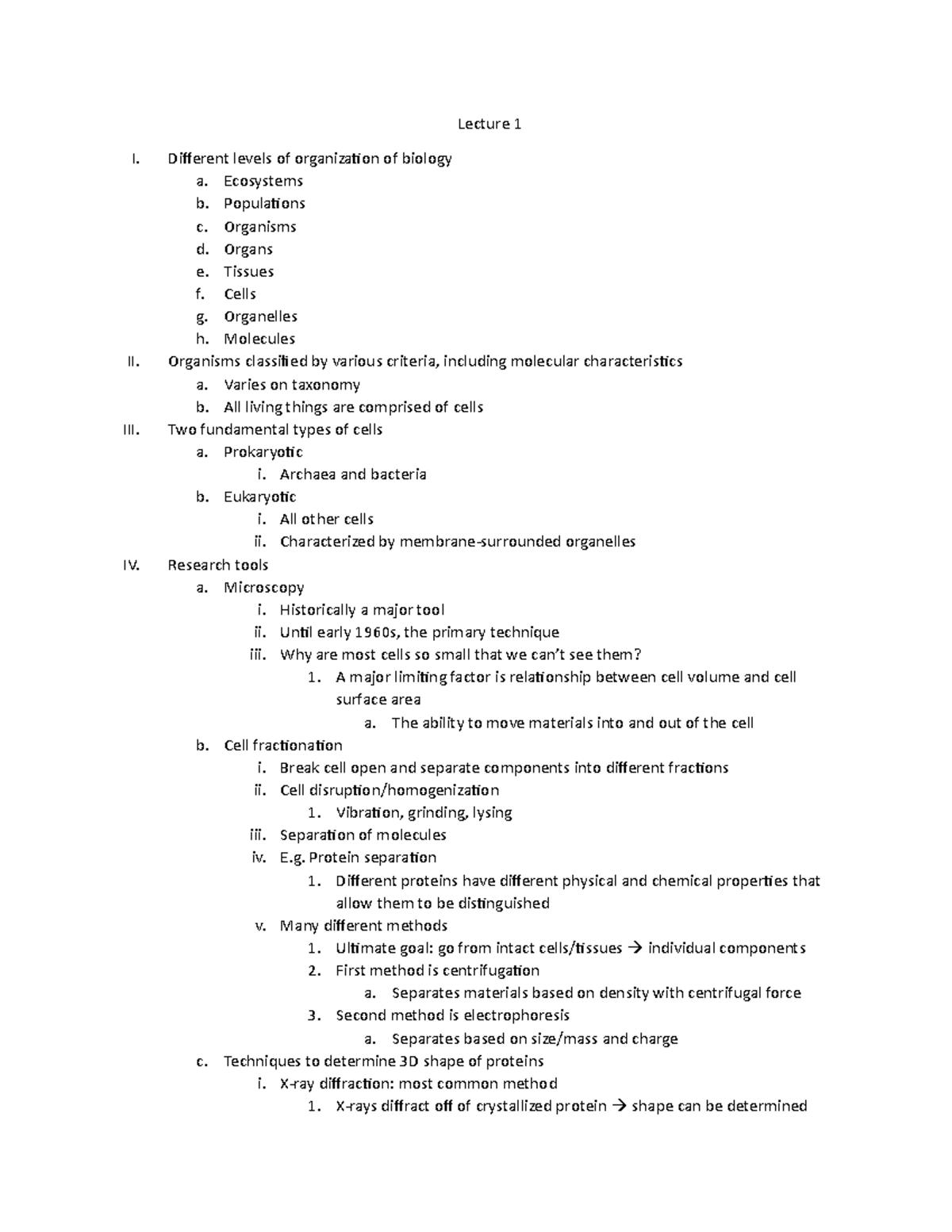 Exam 1 Notes - Dr. Bill Campbell cell bio lectures 1-6 - Lecture 1 I ...