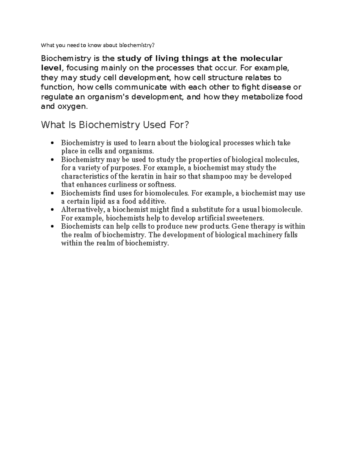 What you need to know about biochemistry - What you need to know about ...