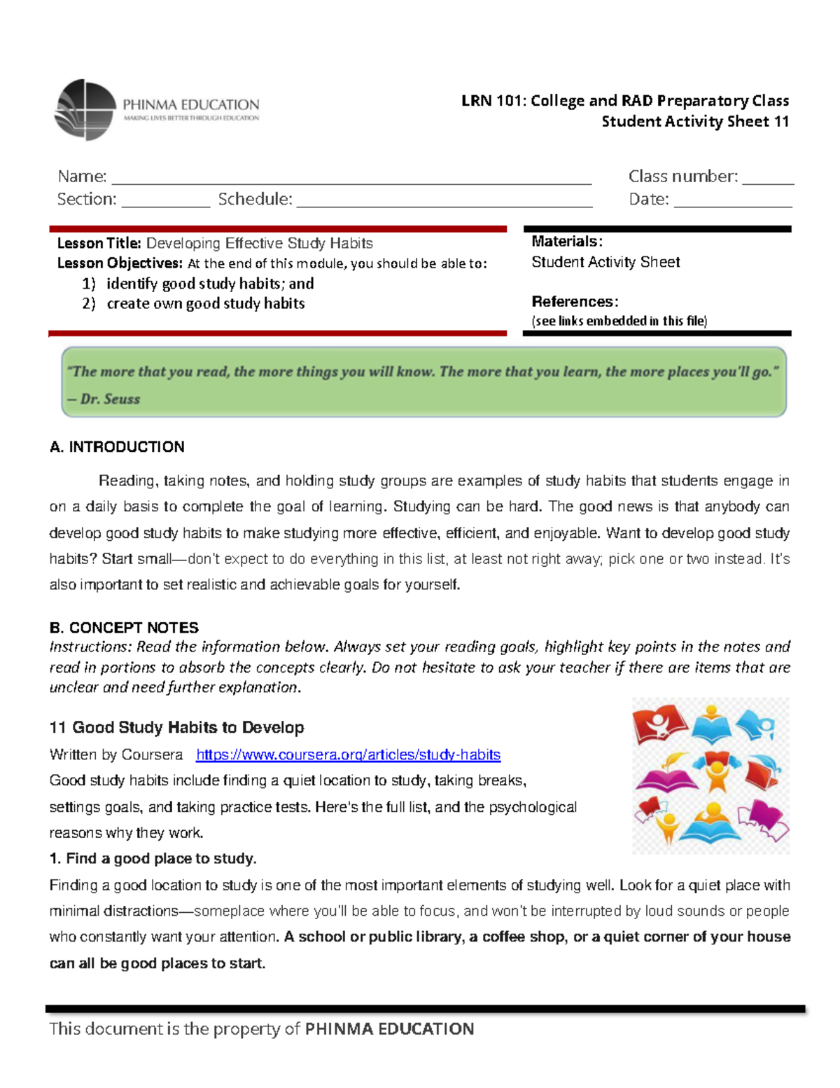 LRN module 11 - NOTES - Student Activity Sheet 11 Name: - Studocu
