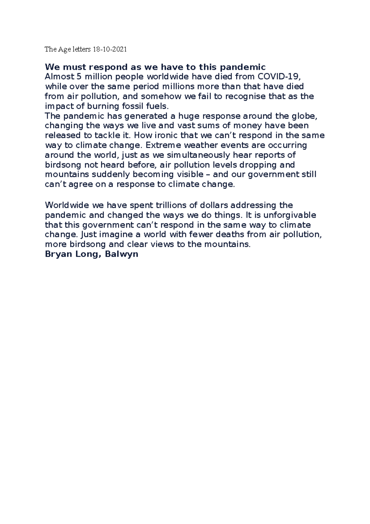 Persuasive Example 2 - e44444 - The Age letters 18-10- We must respond ...