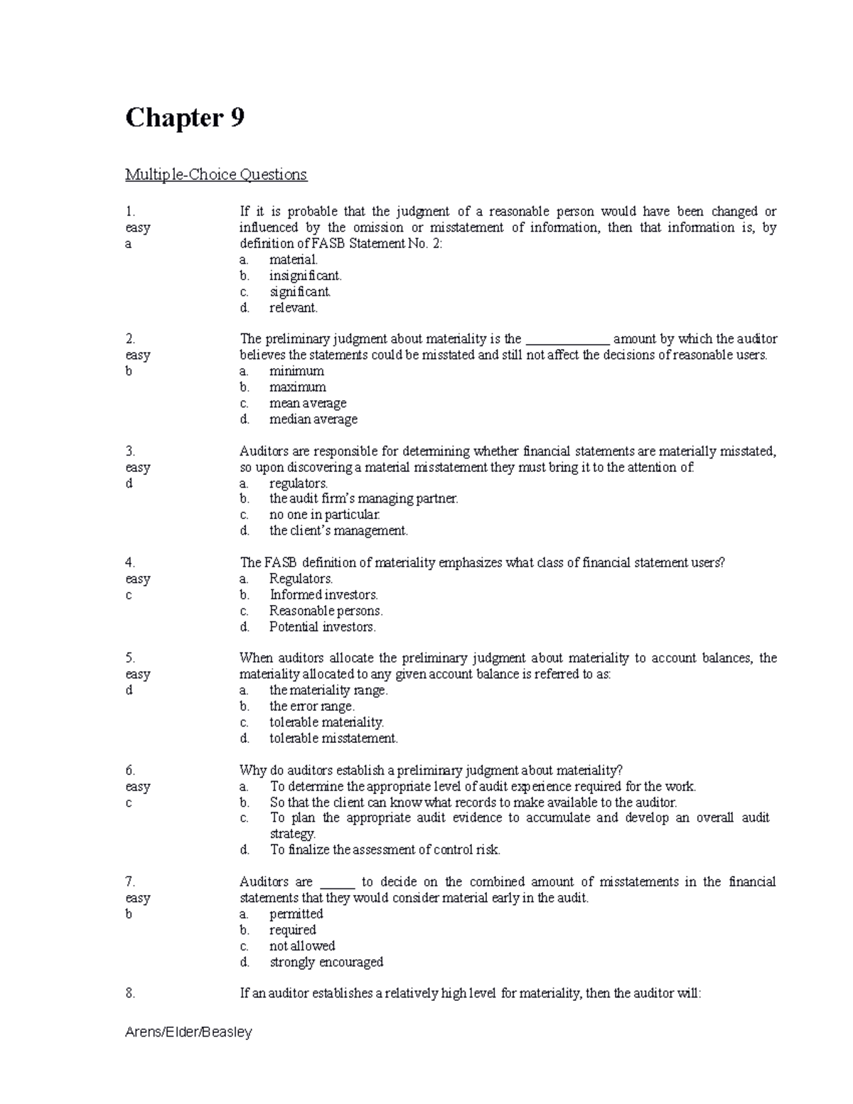 Chapter-09 - Nothing much. - Chapter 9 Multiple-Choice Questions 1 ...