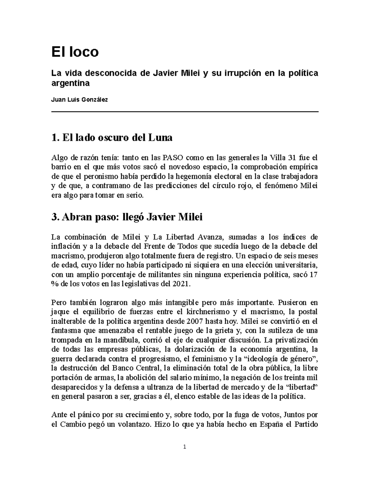 El loco (Juan Luis González) - Historia - UNMDP - Studocu