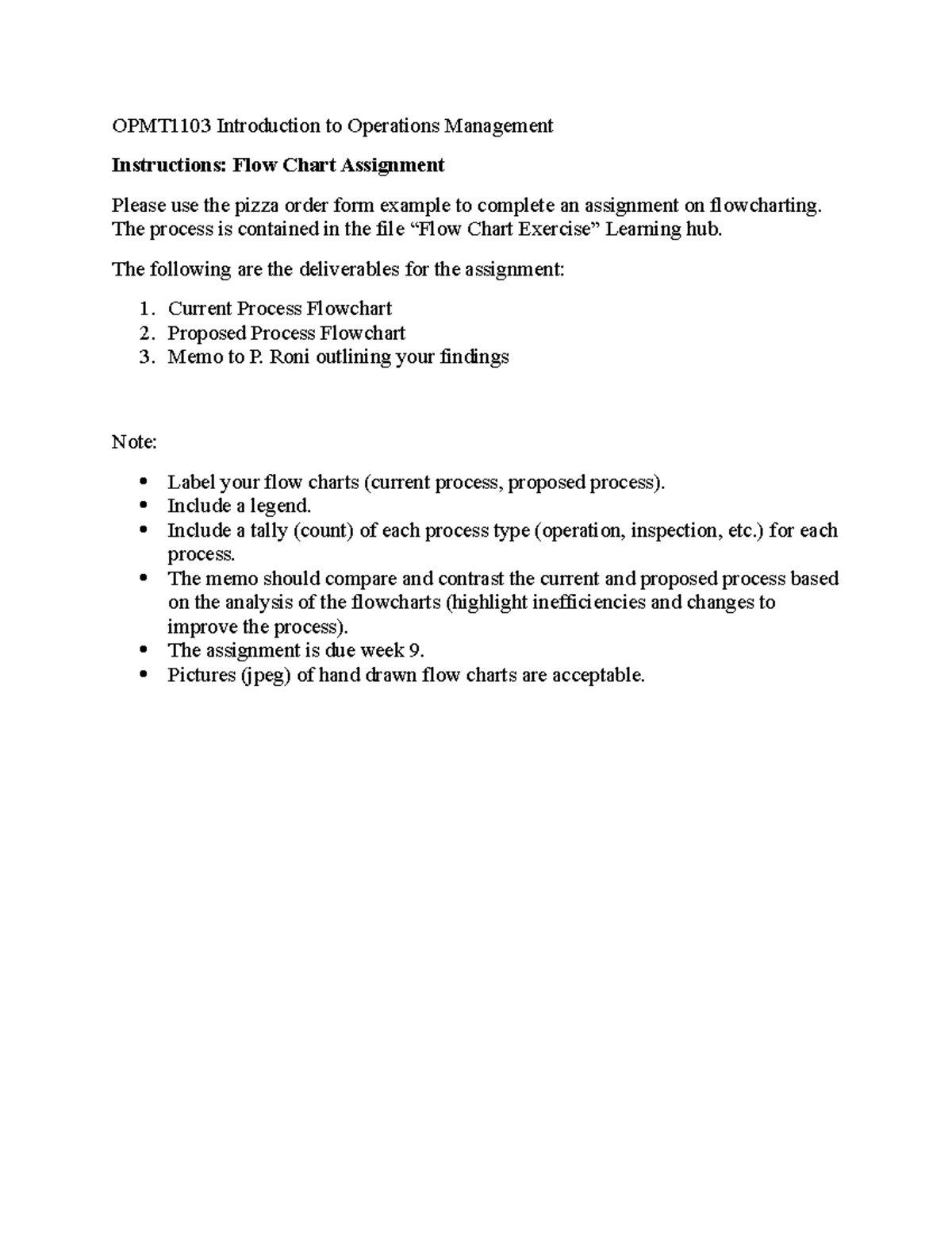 Flow Chart Due 11 - Flow - OPMT1103 Introduction to Operations ...