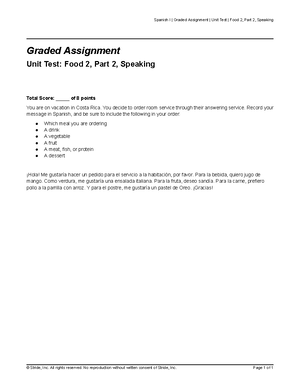 Semester I, Semester 2, Unit 3.10 - Spanish I | Graded Assignment ...