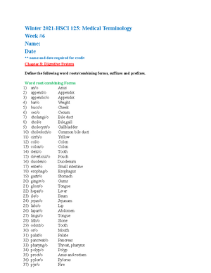 Medical term list - MEDICAL TERMINOLOGY PREFIX- ROOT - SUFFIX MEANING a ...