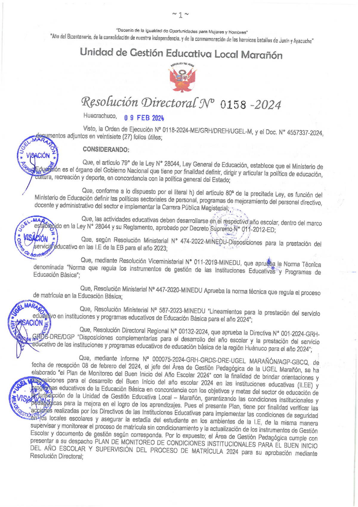 PLAN Final DEL BIAE 2024 - I. DATOS INFORMATIVOS DRE : Huánuco U. : 30 ...