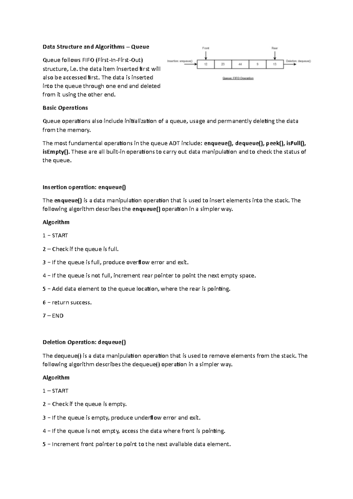 Linklist & Queue - Data Structure and Algorithms – Queue Queue follows ...