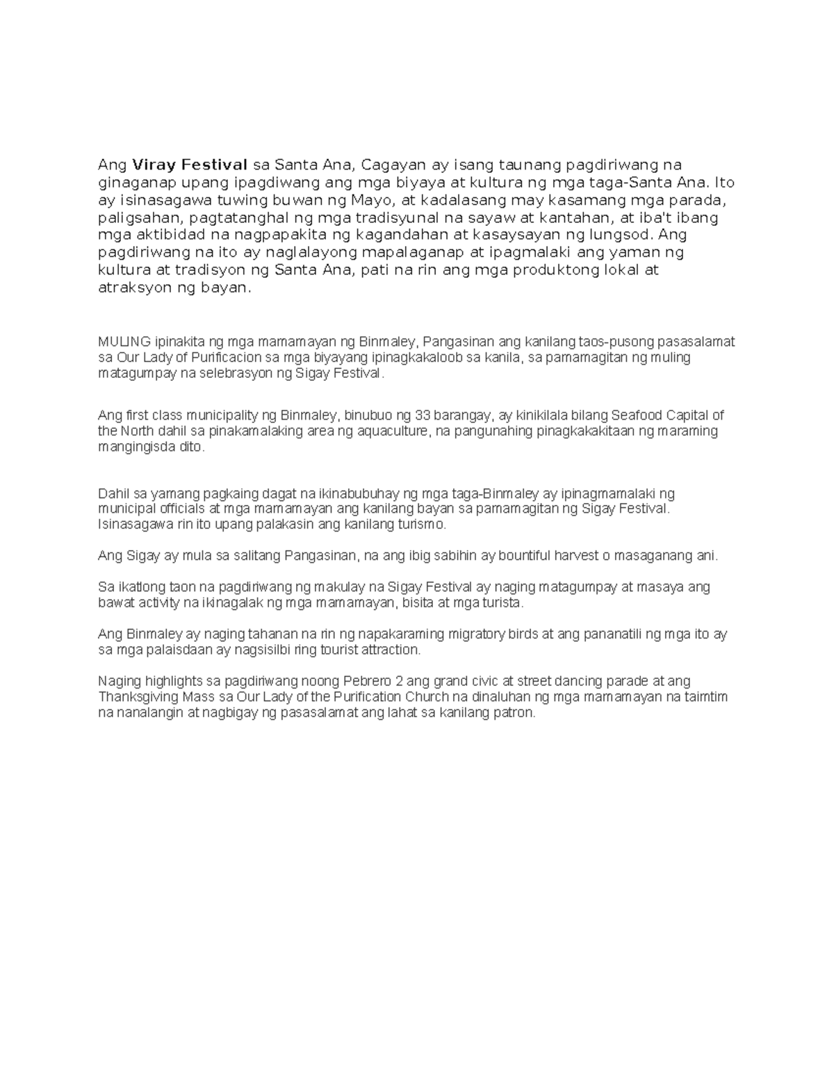 Ang Viray Festival sa Santa Ana - Ito ay isinasagawa tuwing buwan ng ...