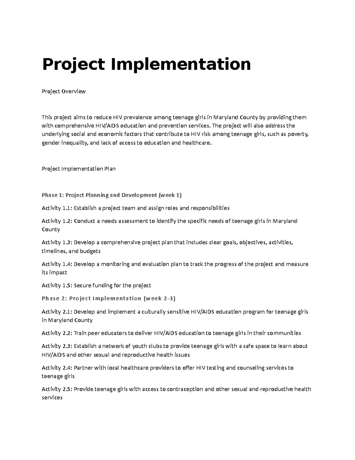 Project Implementation - Project Implementation Project Overview This ...
