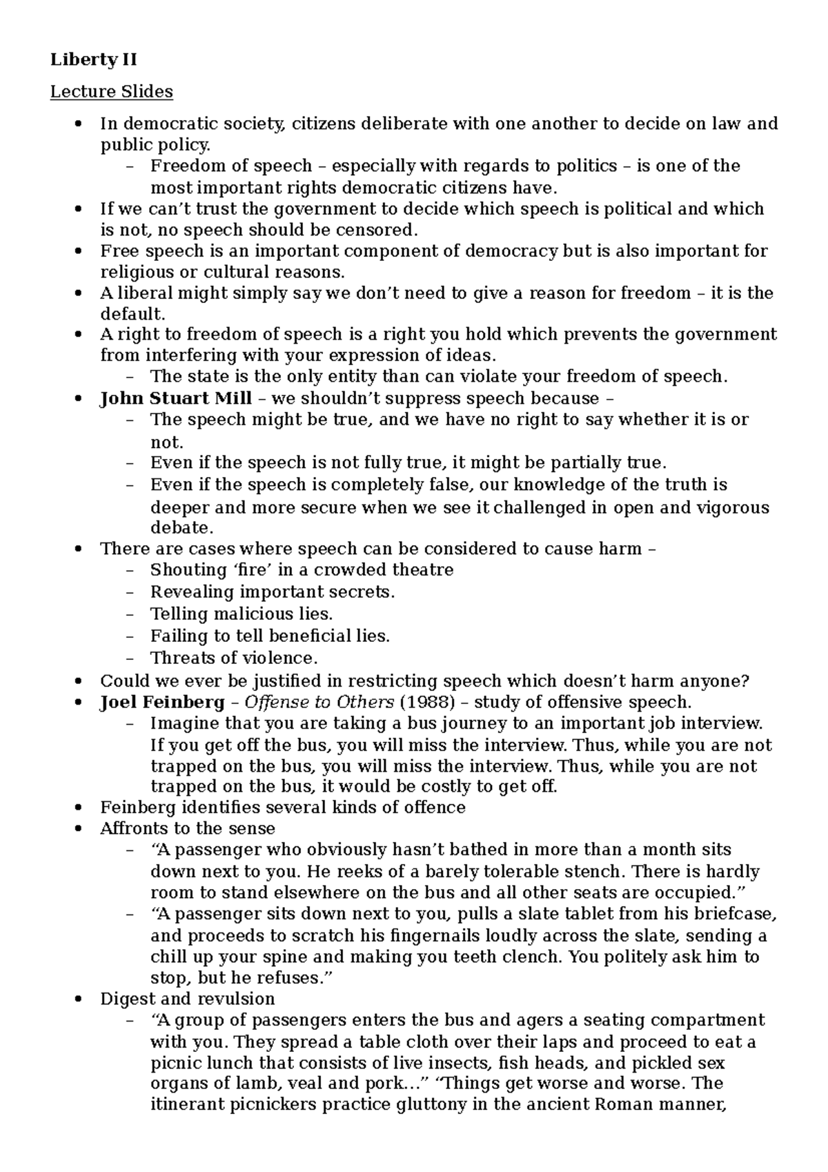 Liberty II - Lecture notes 1 - Liberty II Lecture Slides In democratic ...