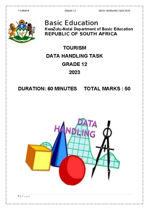 Data Handling Task 2022 - Grade 10 - TOURISM GRADE 10 - DATA ANALYSIS TASK - 2022 DURATION: 50 ...