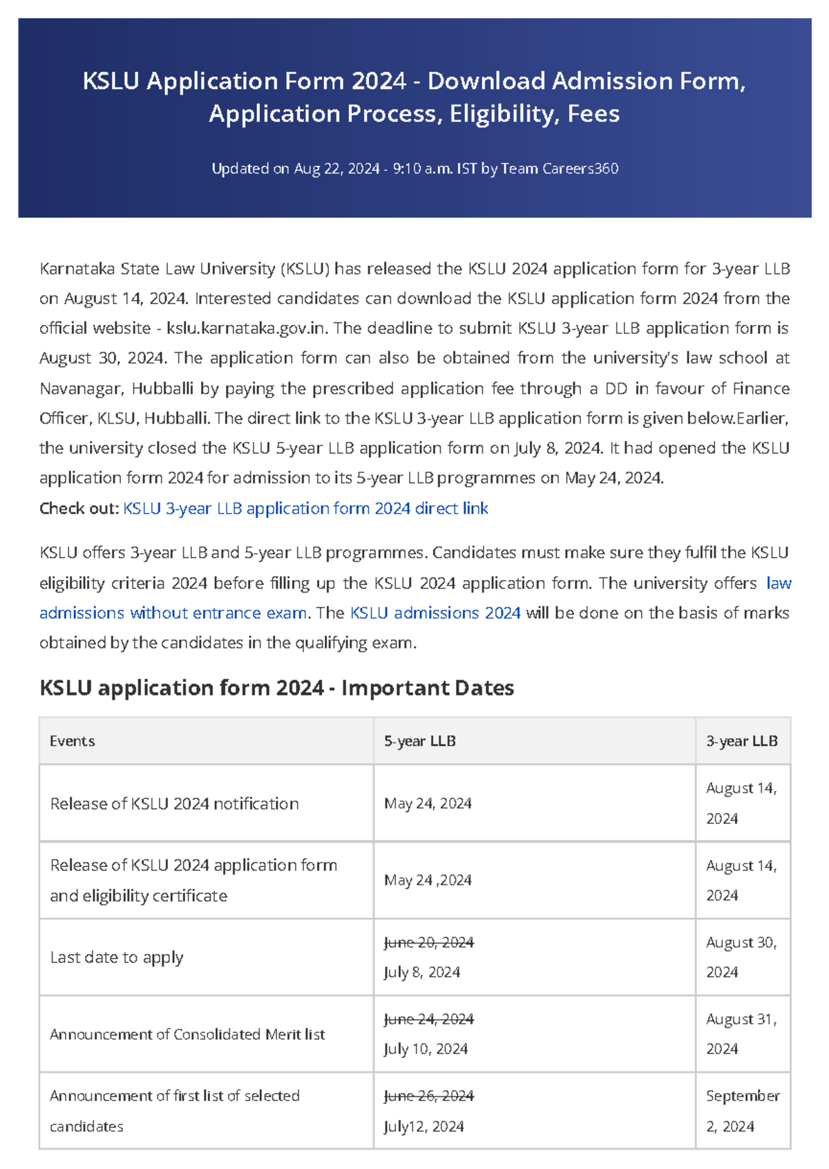 Article 35639 - KSLU Application Form 2024 - Download Admission Form, Application Process, - Studocu