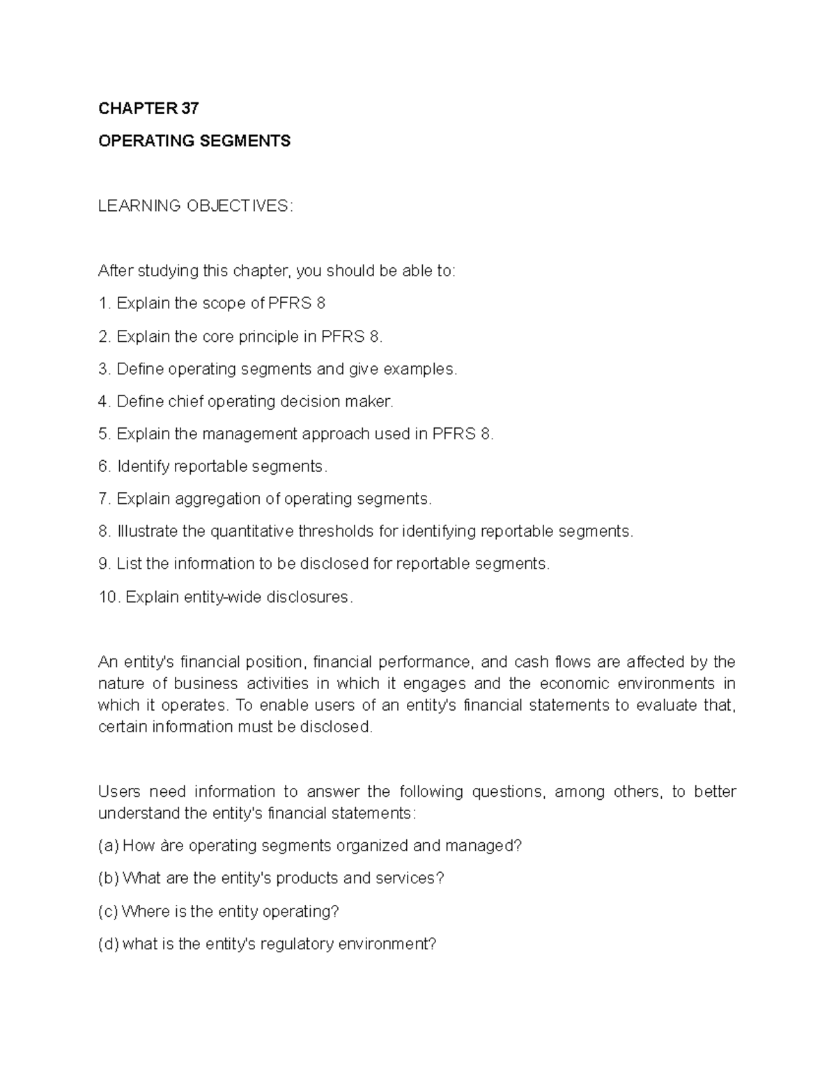 CH37 Operating Segments - CHAPTER 37 OPERATING SEGMENTS LEARNING ...