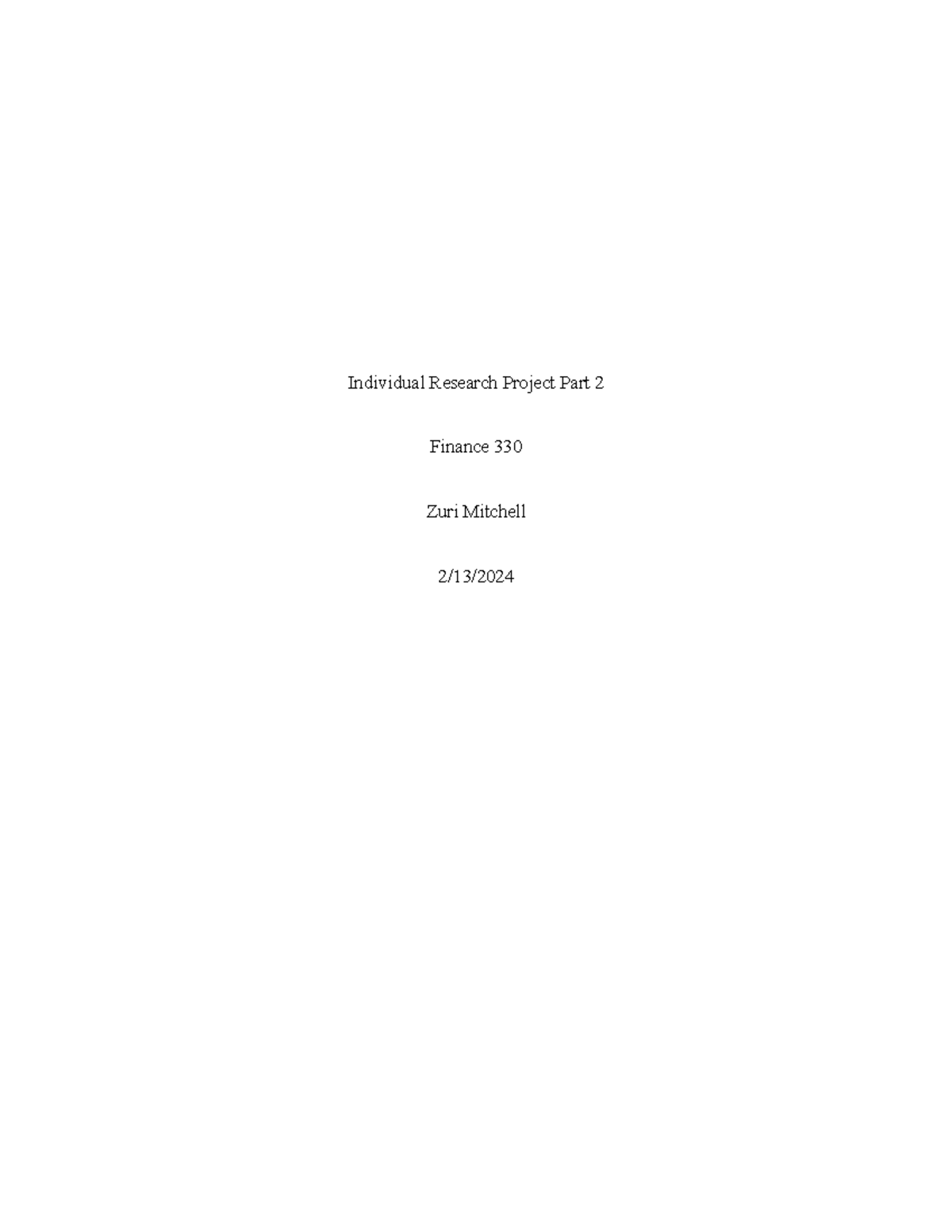 Individual Research Project Stage 2 - Individual Research Project Part ...