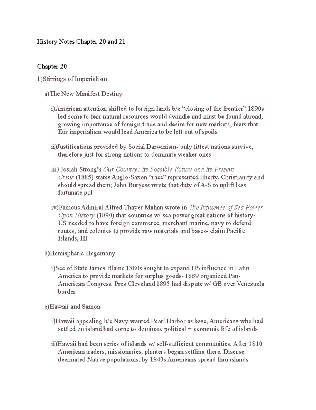 History Notes Chapter 20 and 21 - History Notes Chapter 20 and 21 ...