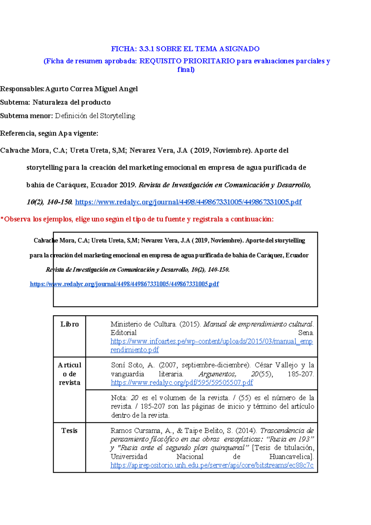 Ficha - ajajj - FICHA: 3.3 SOBRE EL TEMA ASIGNADO (Ficha de resumen ...
