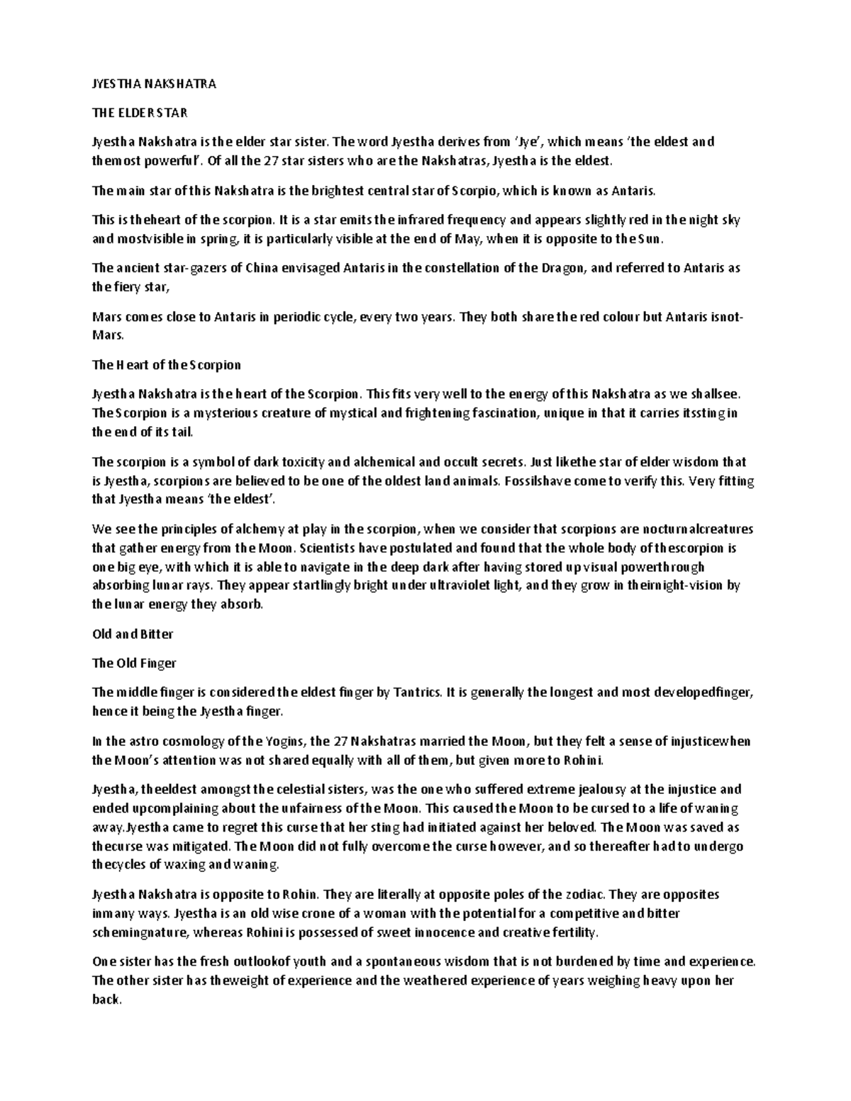 Essay On Jyeshta Nakshshatra - JYESTHA NAKSHATRA THE ELDER STAR Jyestha ...