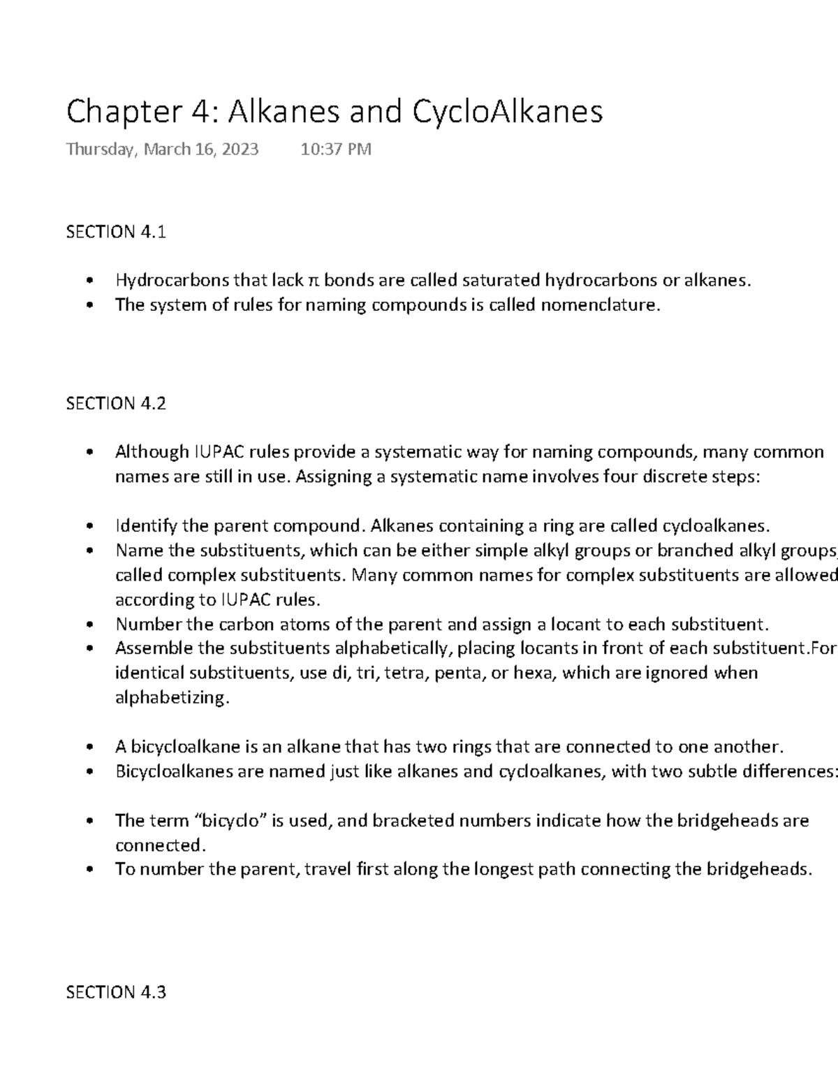 Chapter 4: Alkanes and Cyclo Alkanes - SECTION 4. Hydrocarbons that lack π bonds are called ...