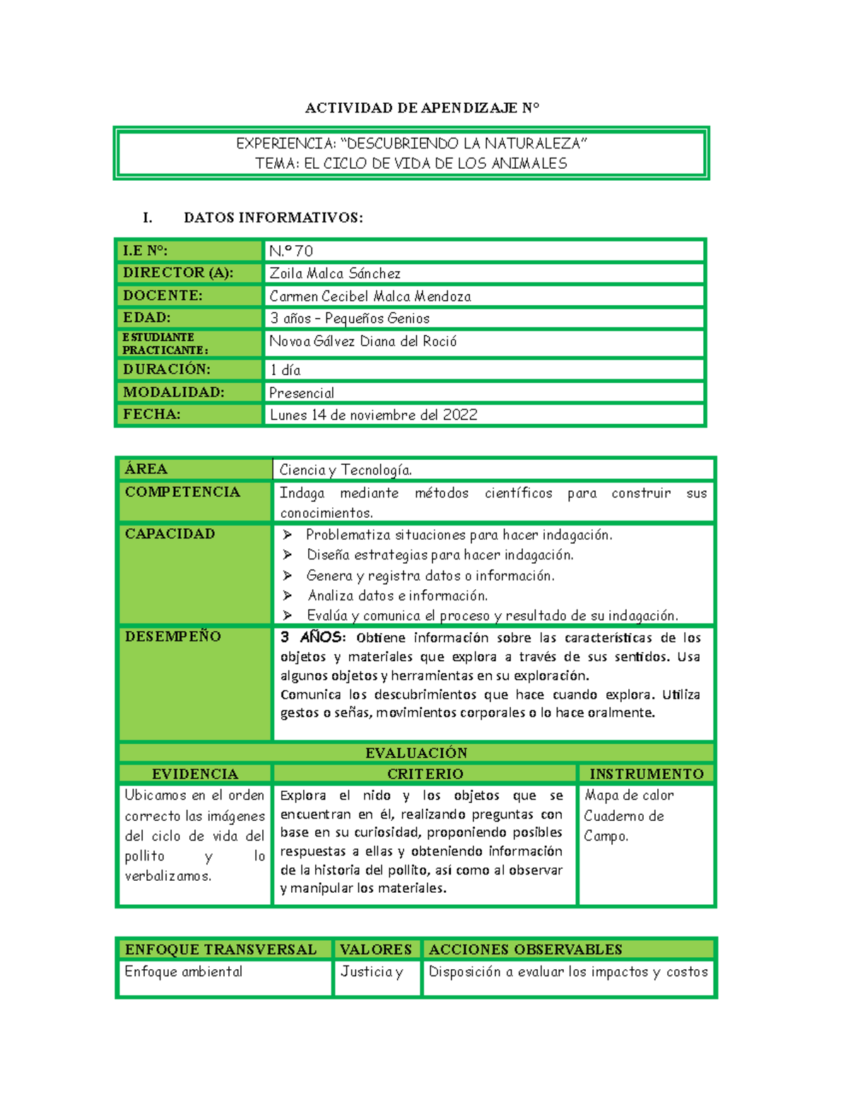 Sesion el ciclo de vida d elos animales - ACTIVIDAD DE APENDIZAJE N ...