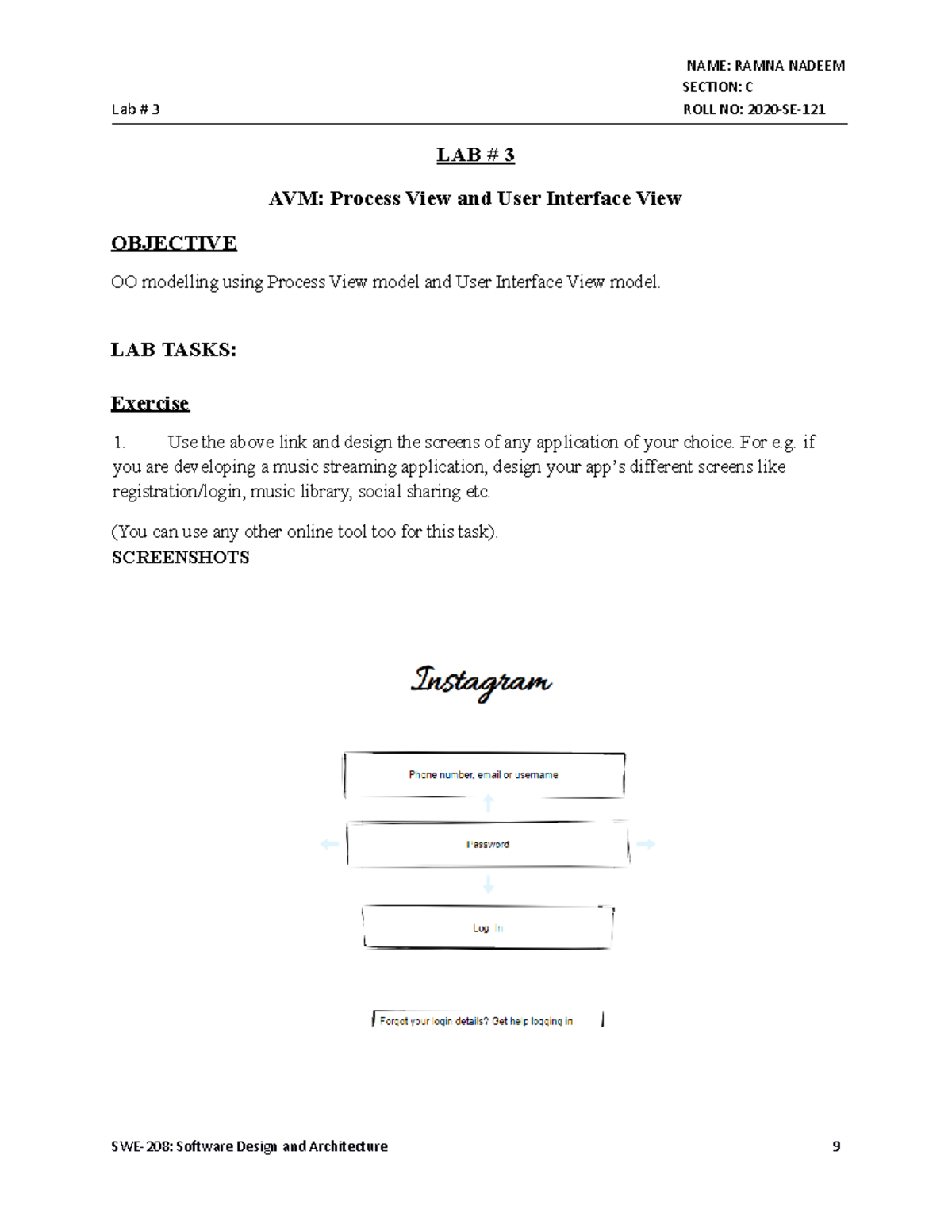 SDA LAB3 - labs - SECTION: C Lab # 3 ROLL NO: 2020-SE- LAB # 3 AVM: Process View and User ...