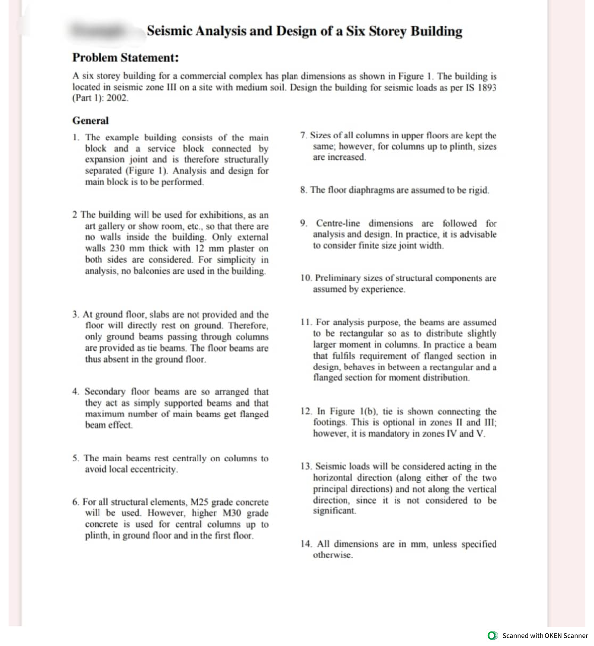 Design of a Six Storey Building - Structural Analysis-III - Studocu