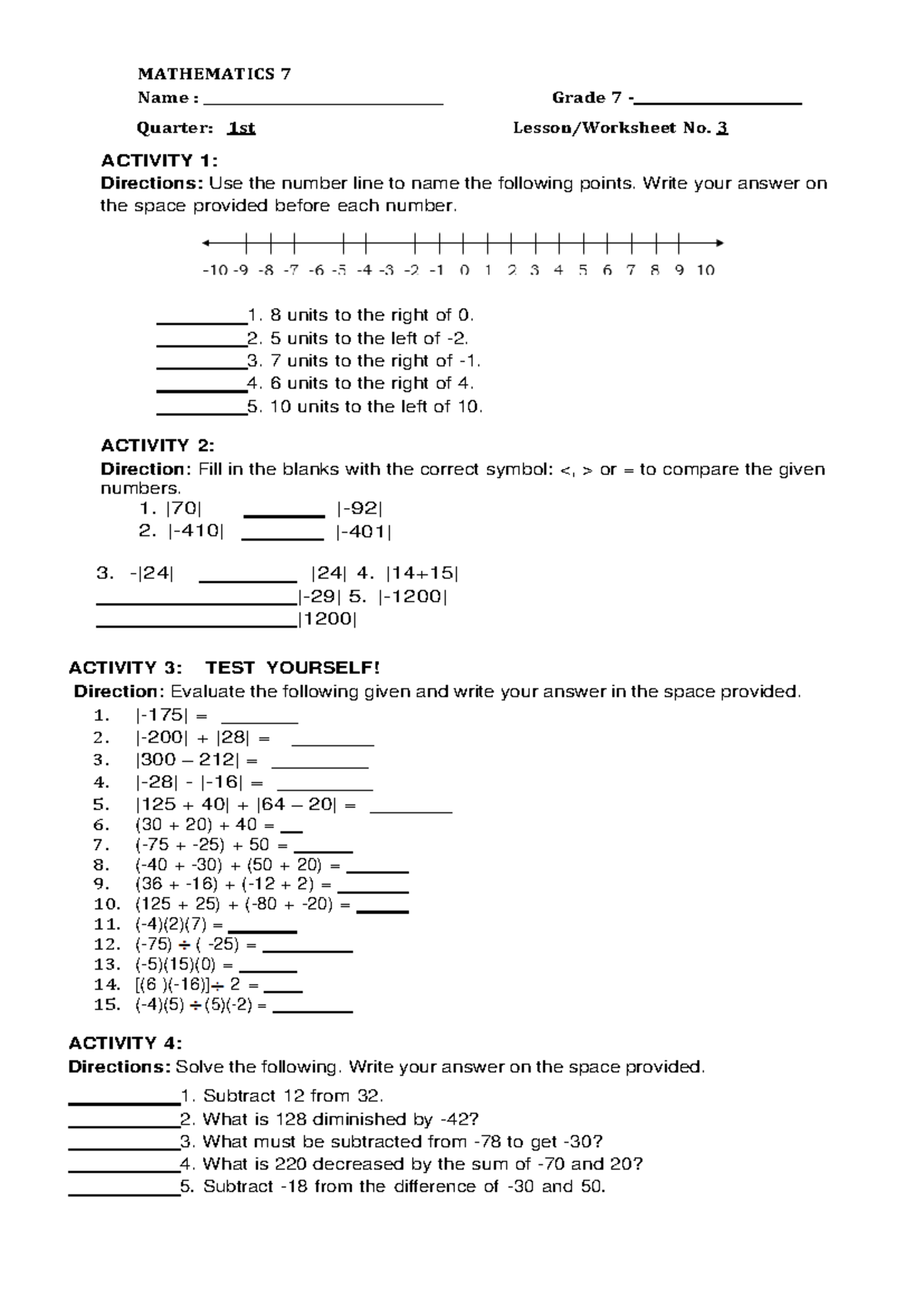 Quarter 1 MOD 3 Assessment - BSED Math - BulSU - Studocu