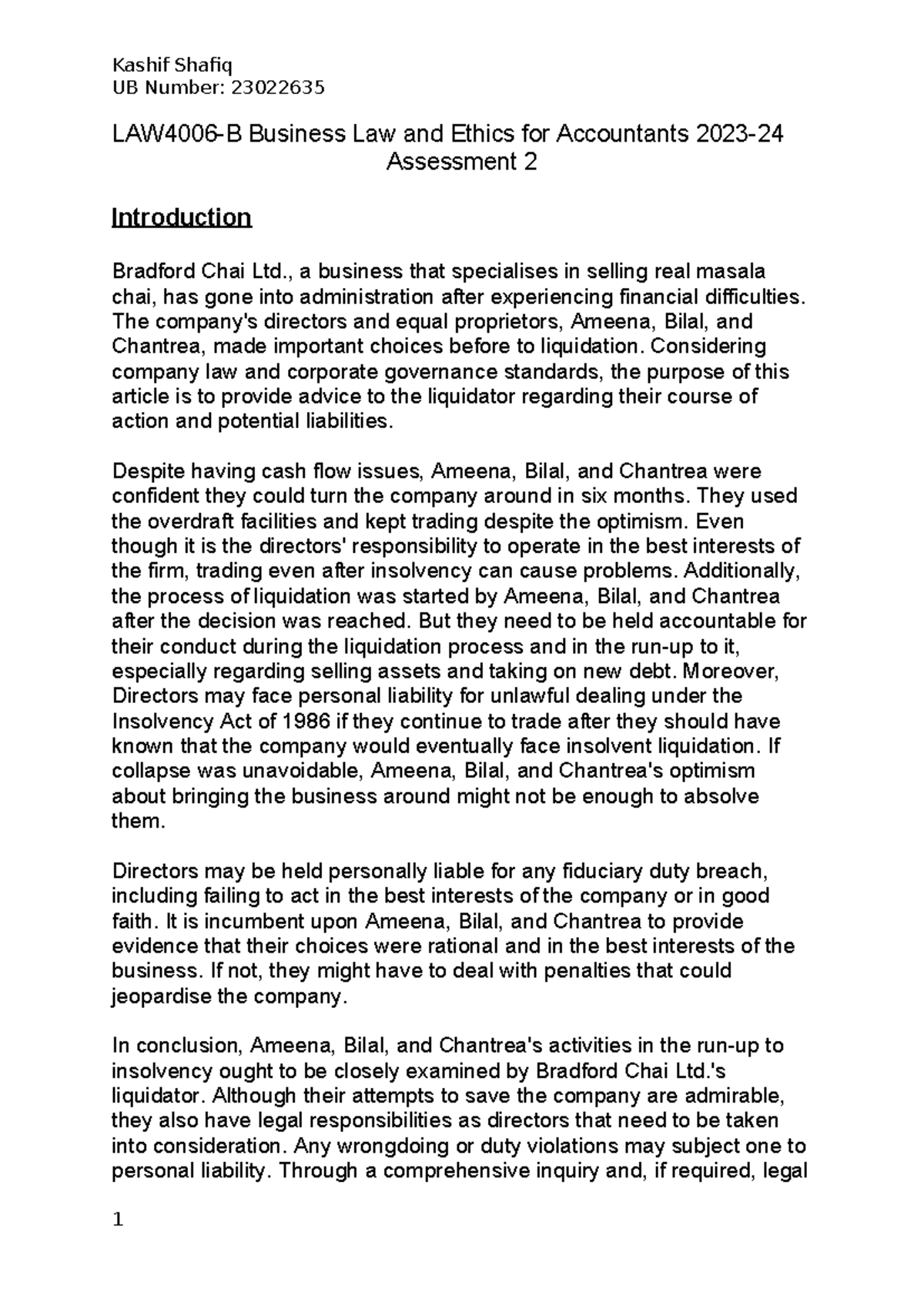 UB Number. 23022635-1 - this is an assignment for accounting - UB ...