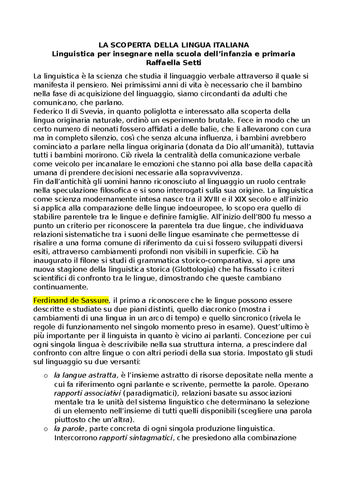 LA Scoperta Della Lingua Italiana - LA SCOPERTA DELLA LINGUA ITALIANA ...