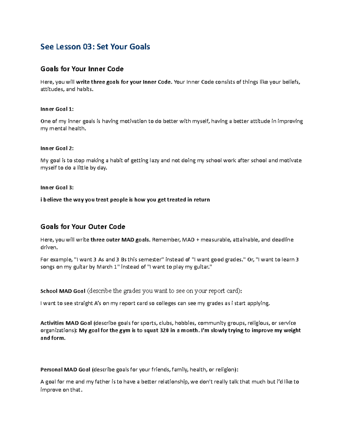 Lesson 03 CODE Template - See Lesson 03: Set Your Goals Goals for Your ...