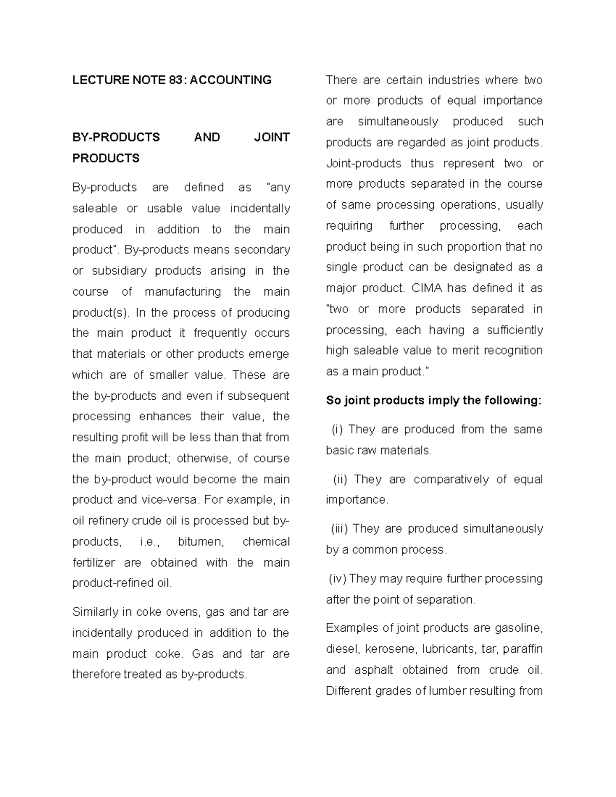 Lecture Note 83 Accounting - LECTURE NOTE 83: ACCOUNTING BY-PRODUCTS ...