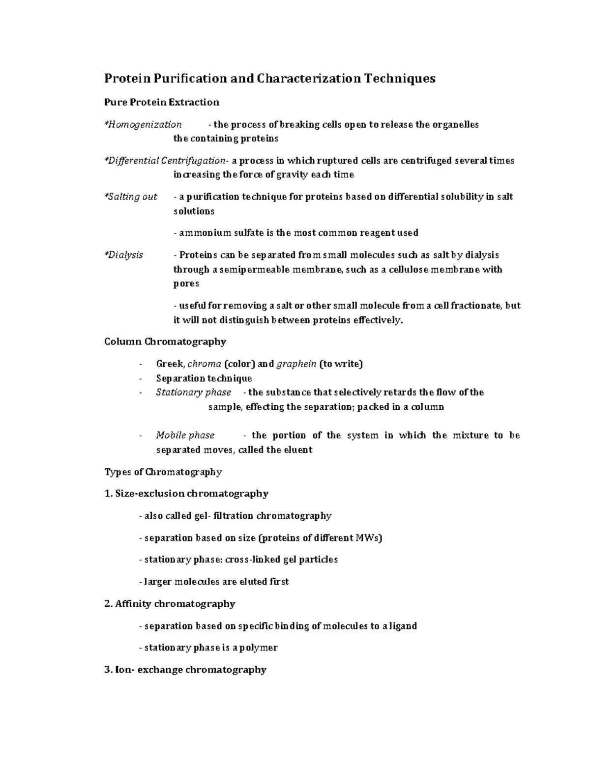 Chem 915- Protein Purification and Characterization - Protein ...