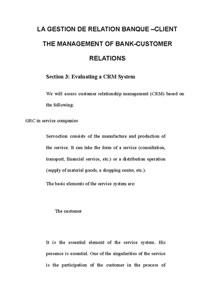 LA Gestion DE Relation Banque – Client Chapitre 1 Fondements théoriques ...