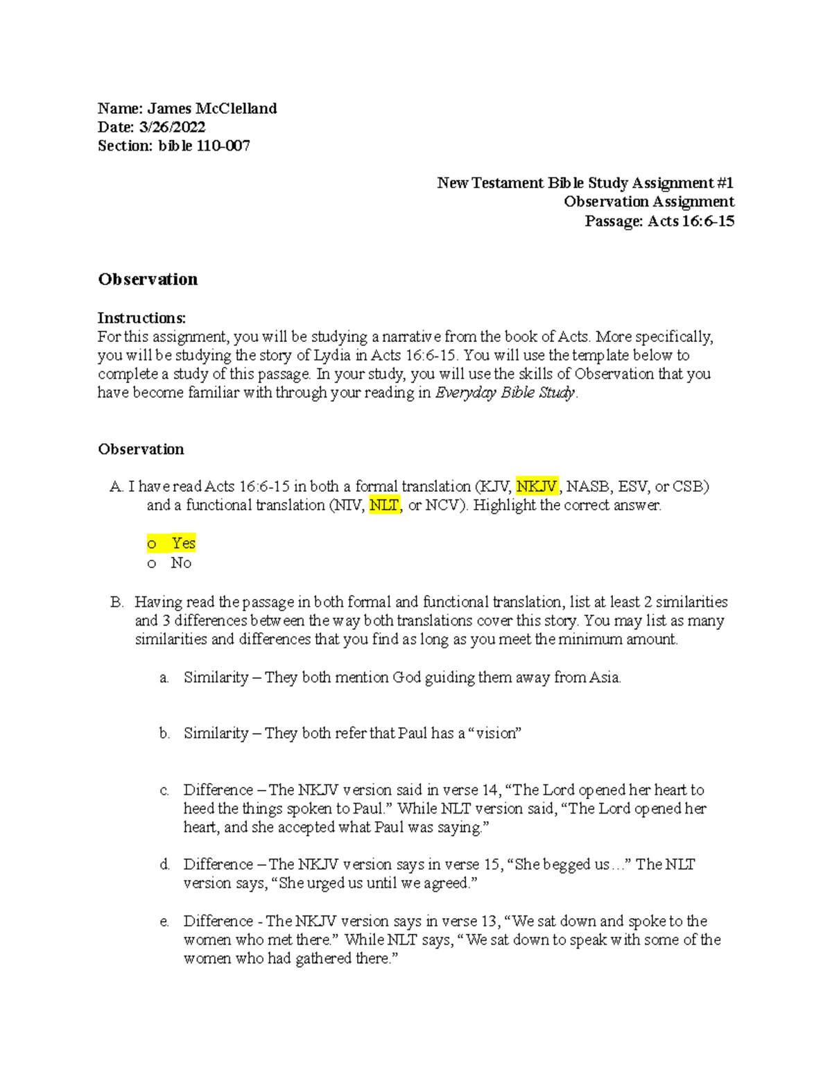 BIBL 110 - Bible Study Observation Assignment Template (AY2122) - Name ...