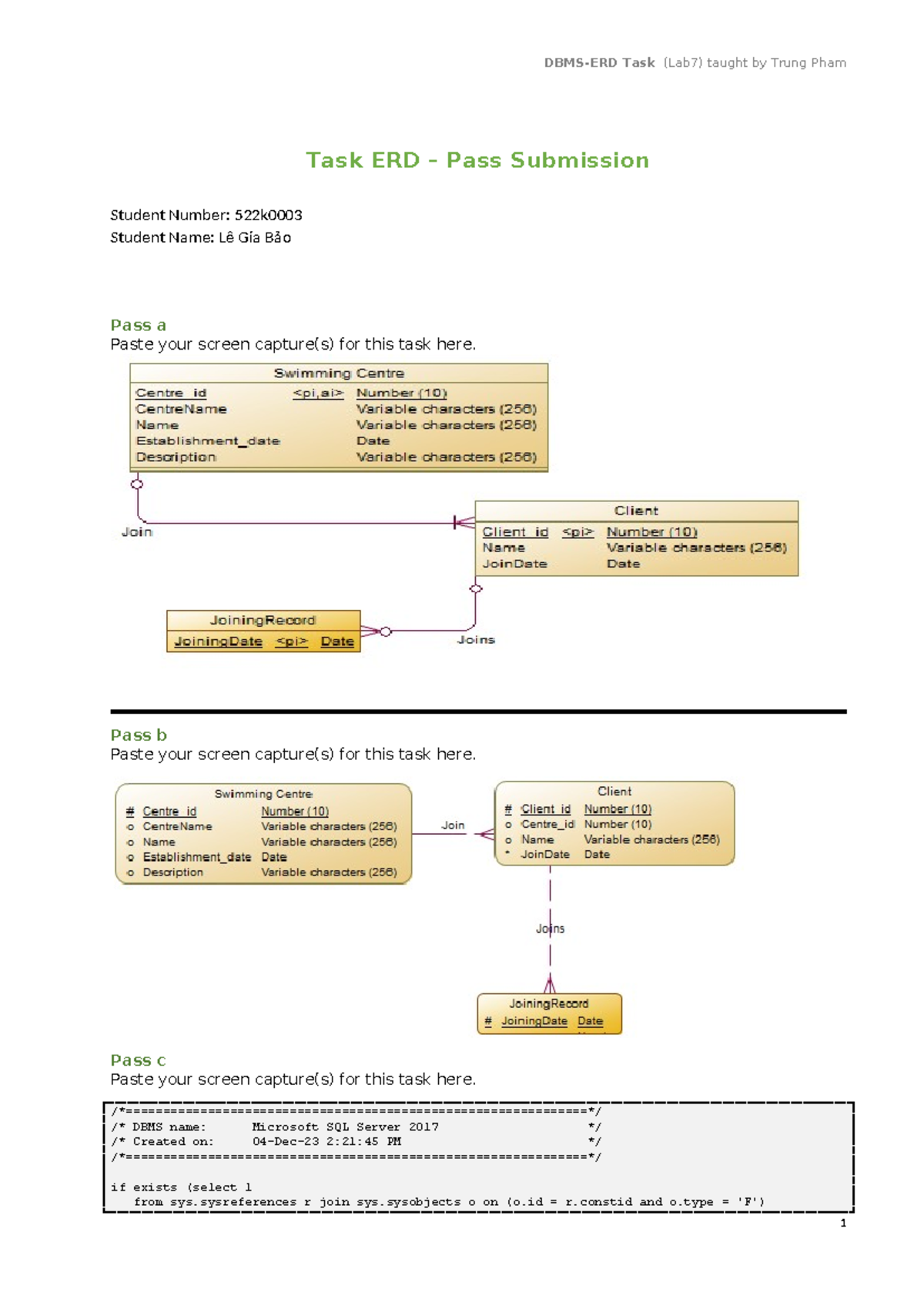 ERD Pass Task baitap - Task ERD – Pass Submission Student Number: 522k ...