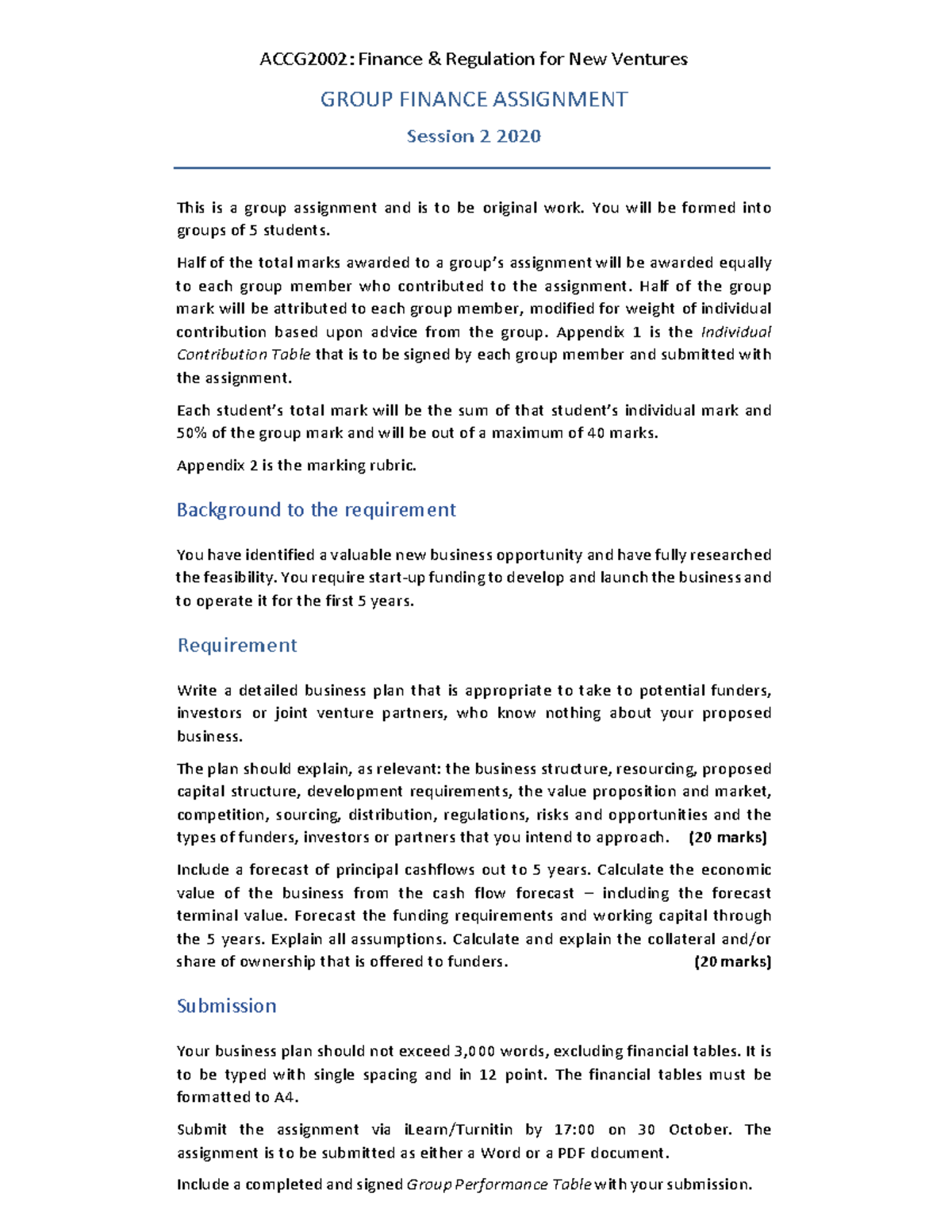 ACCG200 2 2020 S2 finance assignment - Warning: TT: undefined function ...