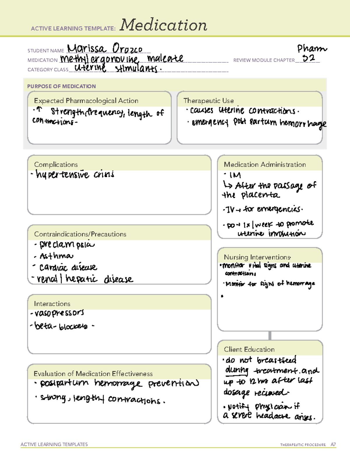 Methylergonovine - ACTIVE LEARNING TEMPLATES THERAPEUTIC PROCEDURE A ...