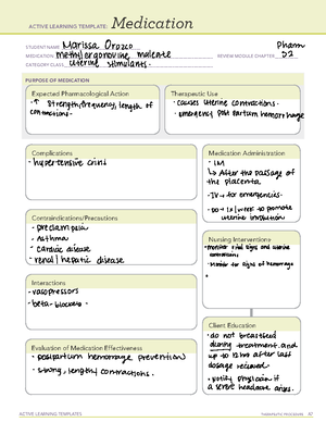Oxytocin - ACTIVE LEARNING TEMPLATES THERAPEUTIC PROCEDURE A Medication ...