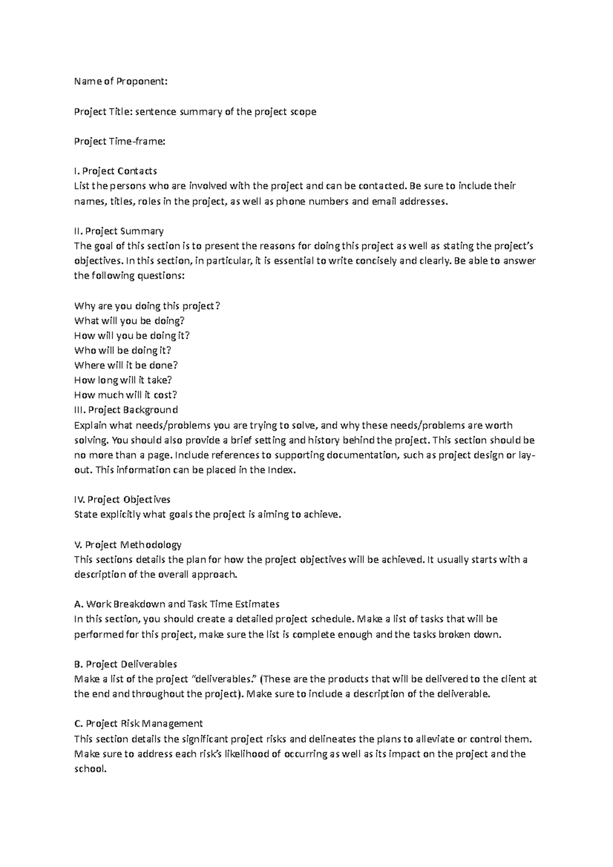 Project Proposal for NTP in School - Name of Proponent: Project Title ...