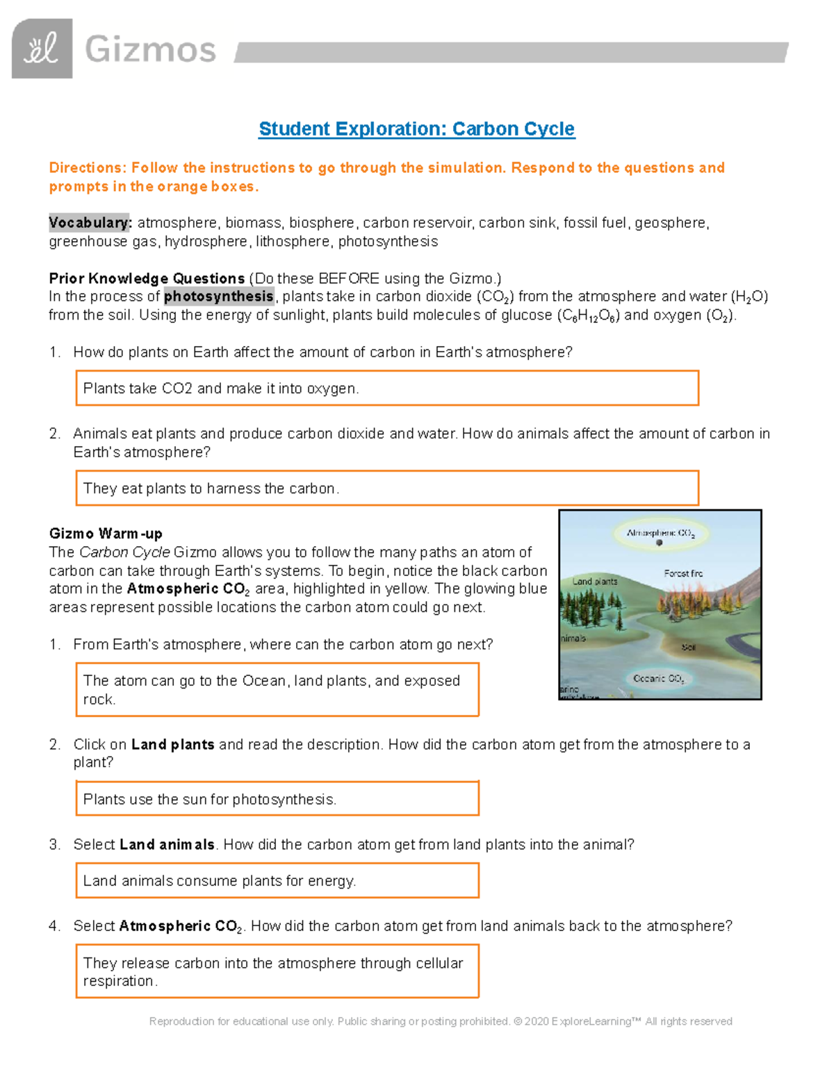 Carbon Cycle SE - Student Exploration: Carbon Cycle Directions: Follow ...