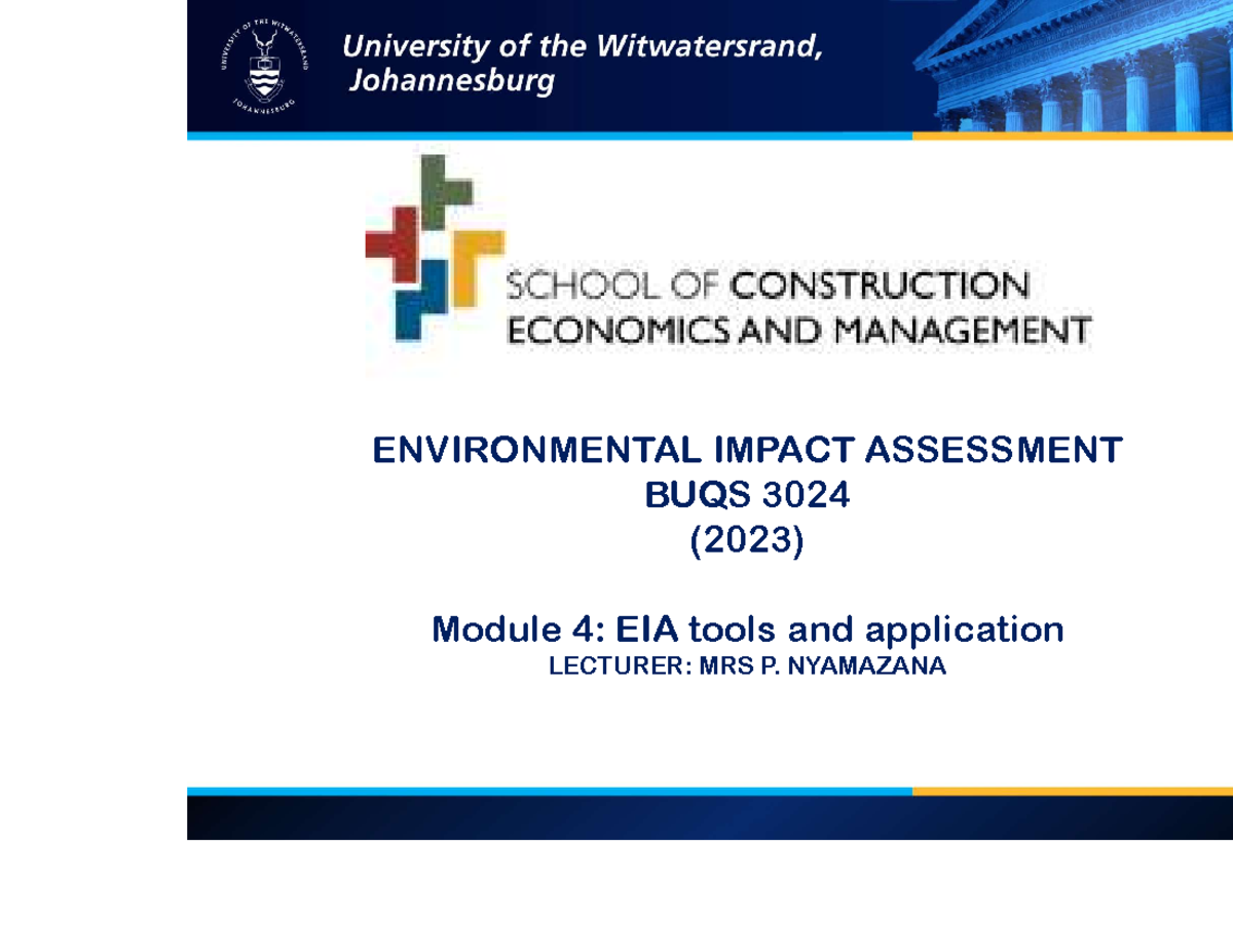 Module 4- EIA tools and technologies slides - ENVIRONMENTAL IMPACT ...